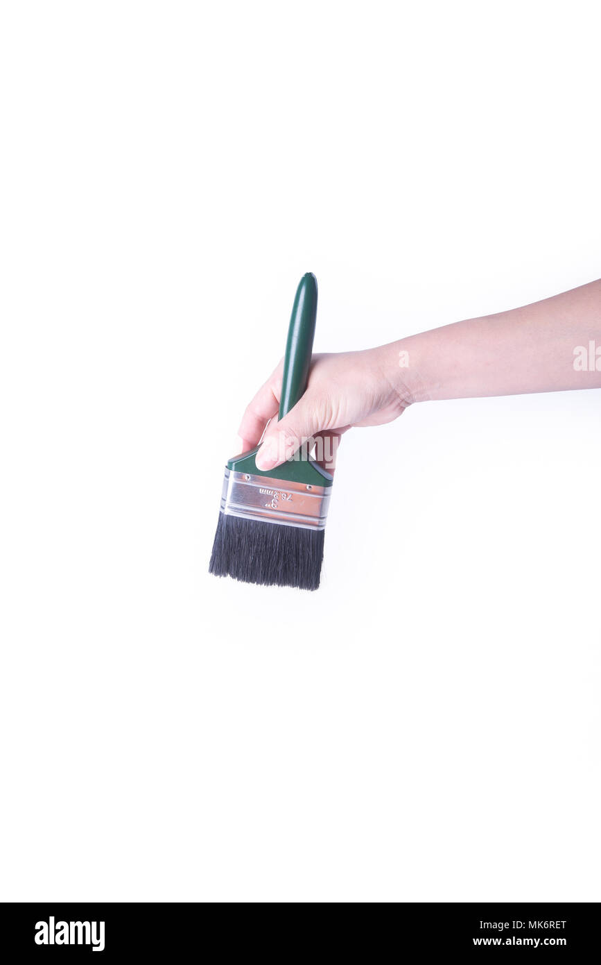 paint brush with hand. paint brush with hand on a background Stock ...