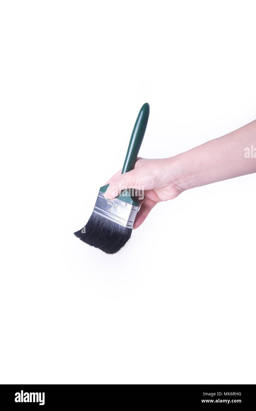 paint brush with hand. paint brush with hand on a background Stock ...