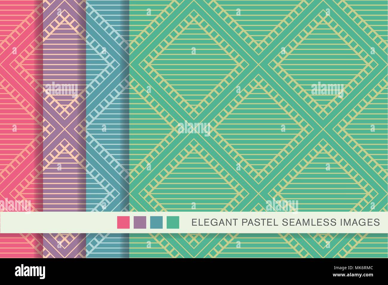 Seamless pastel background set Square Check Cross Frame Line ...