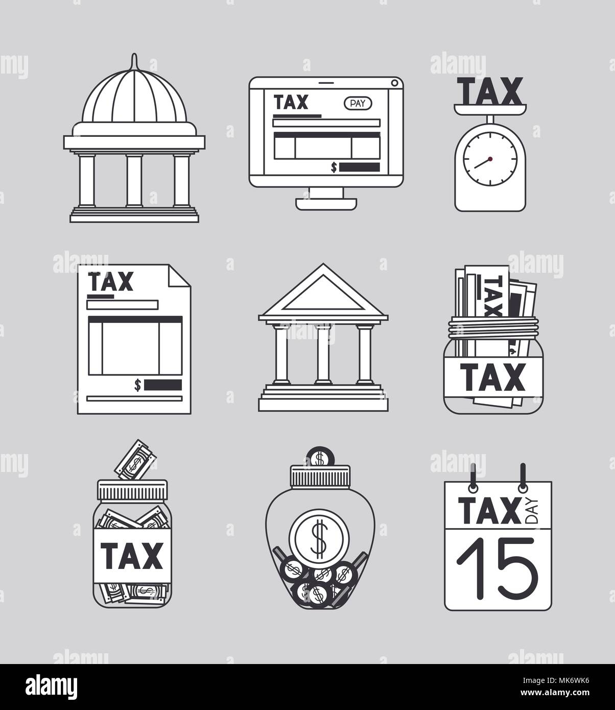 tax day set icons Stock Vector Image & Art - Alamy