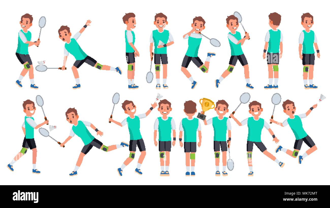 Badminton Player Male Vector. Summer Activity. Championship Training ...