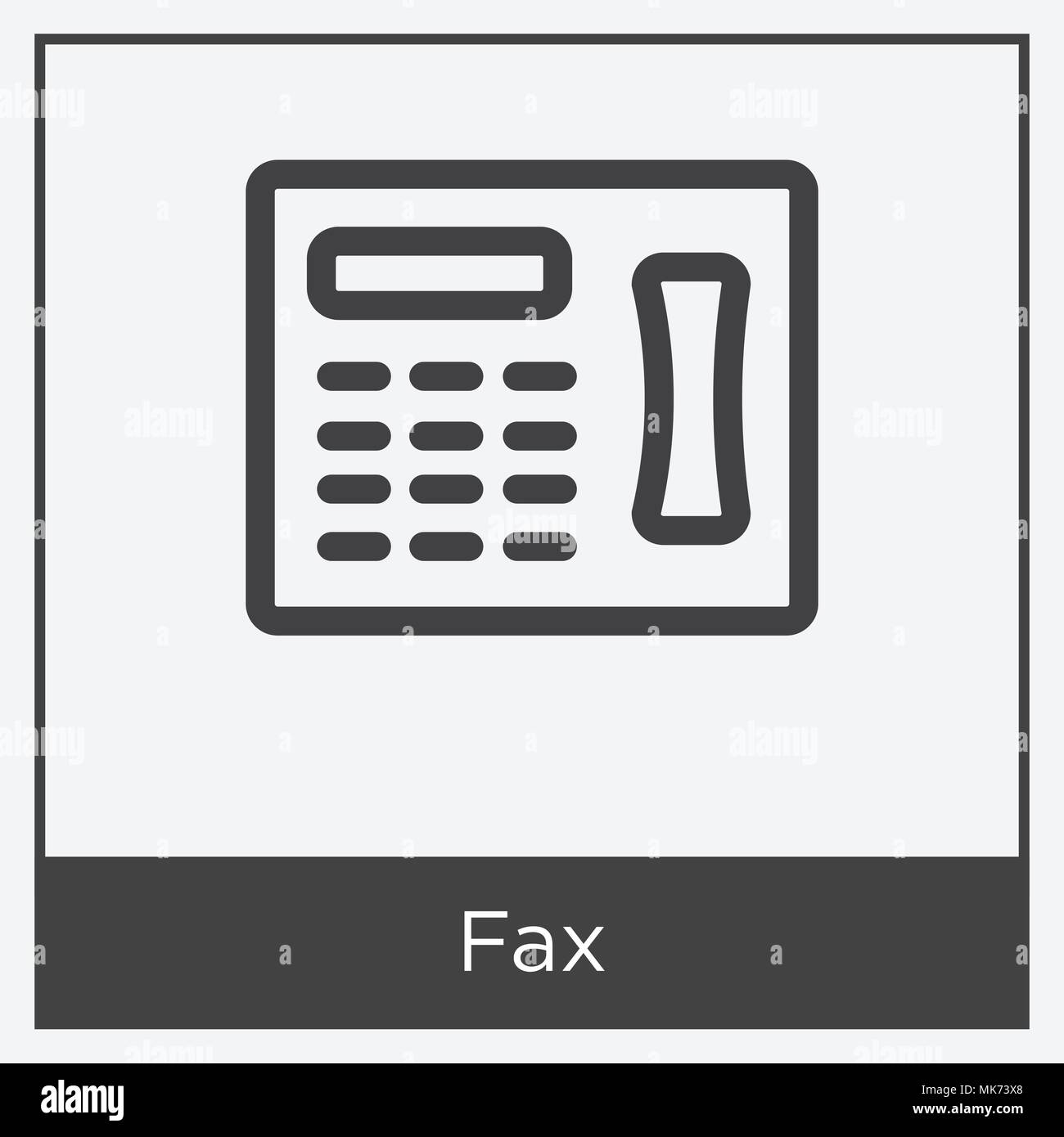 Fax icon isolated on white background with gray frame, sign and symbol ...