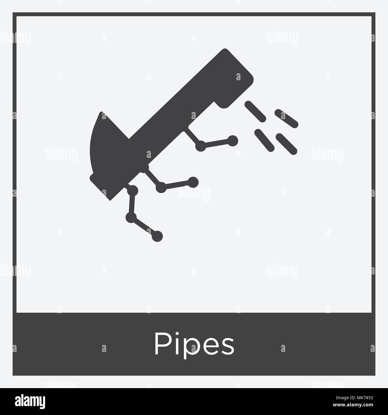 Pipes icon isolated on white background with gray frame, sign and ...
