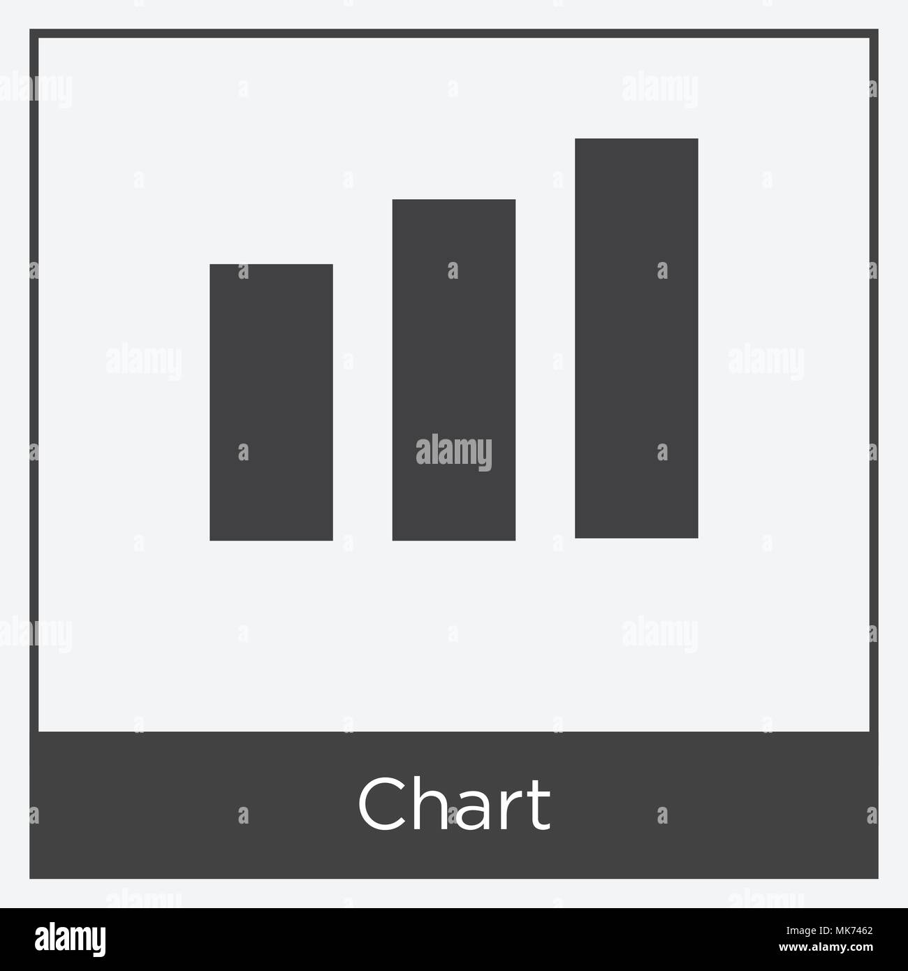 Chart icon isolated on white background with gray frame, sign and ...