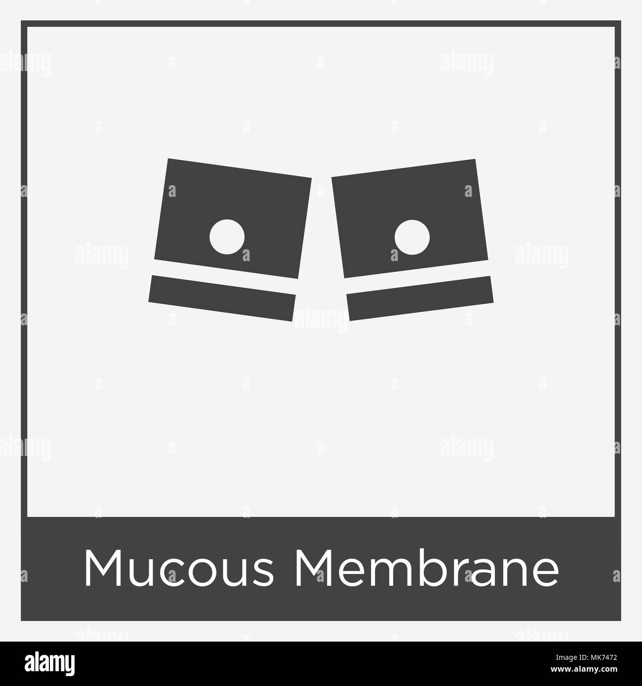Mucous Membrane icon isolated on white background with gray frame, sign ...