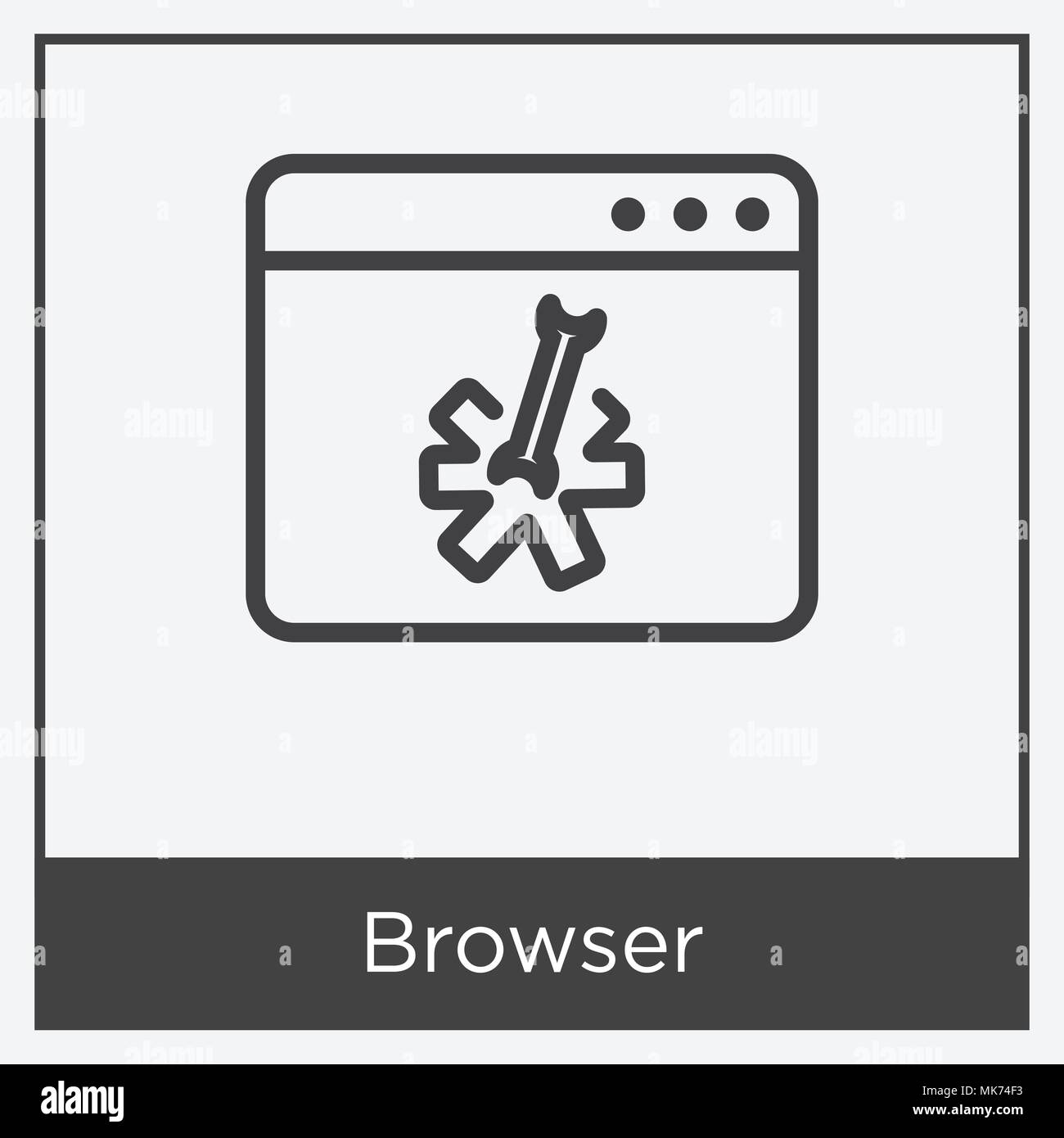 Browser icon isolated on white background with gray frame, sign and ...