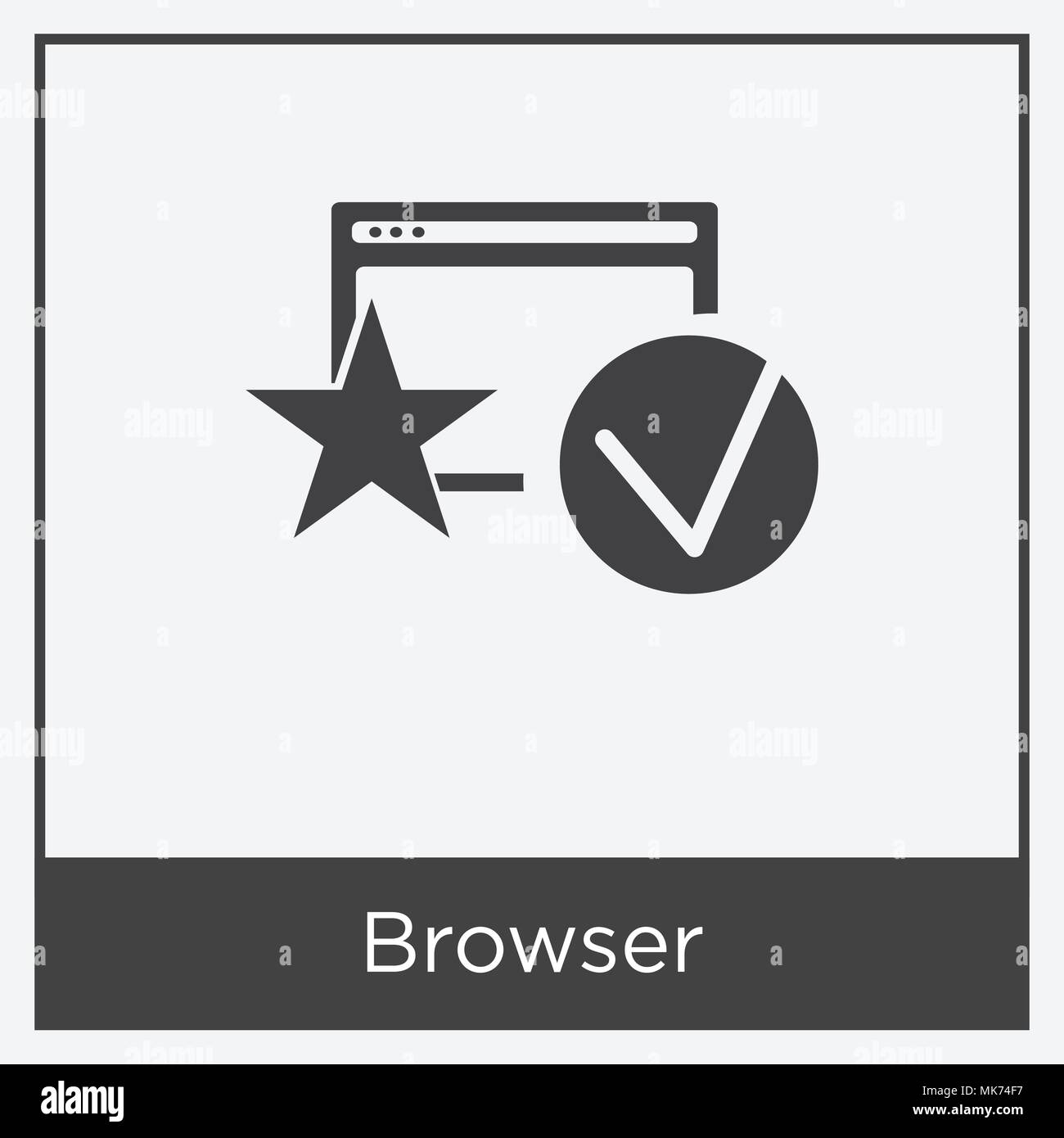 Browser icon isolated on white background with gray frame, sign and ...