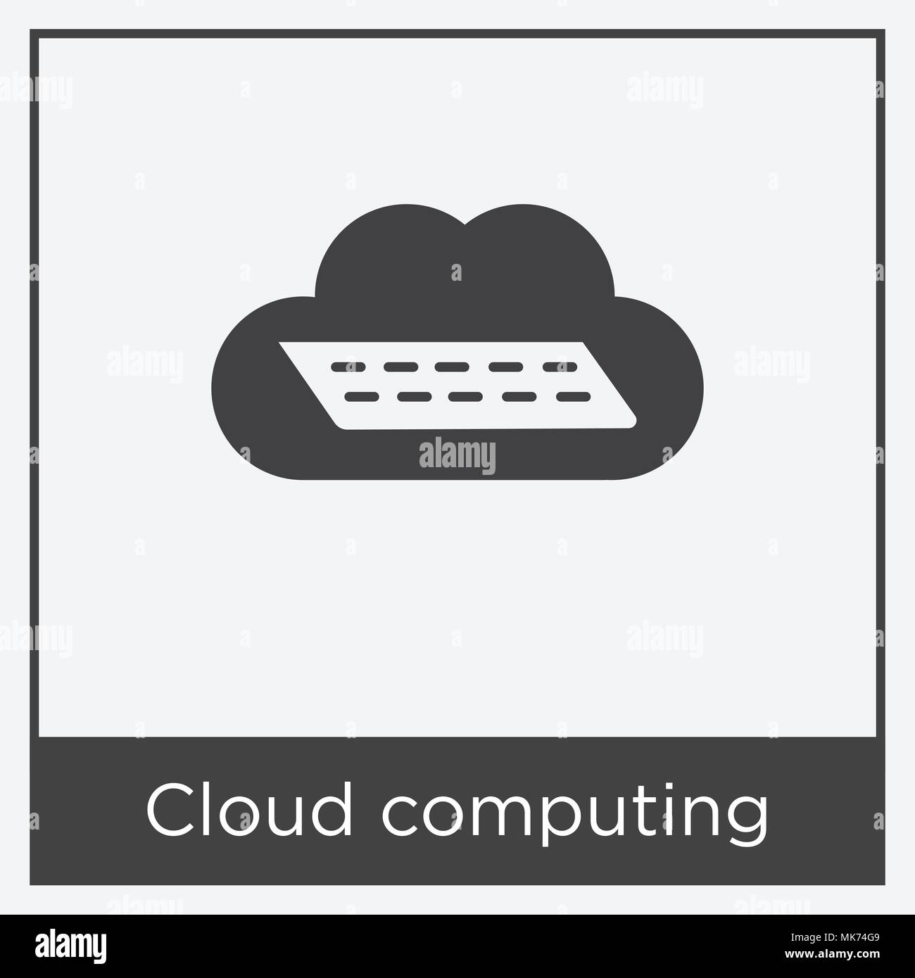 Cloud computing icon isolated on white background with gray frame, sign ...