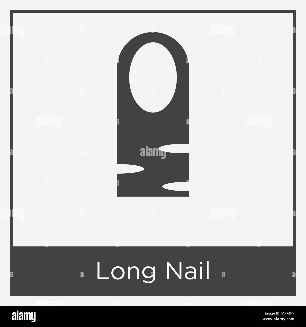 Long Nail icon isolated on white background with gray frame, sign and ...