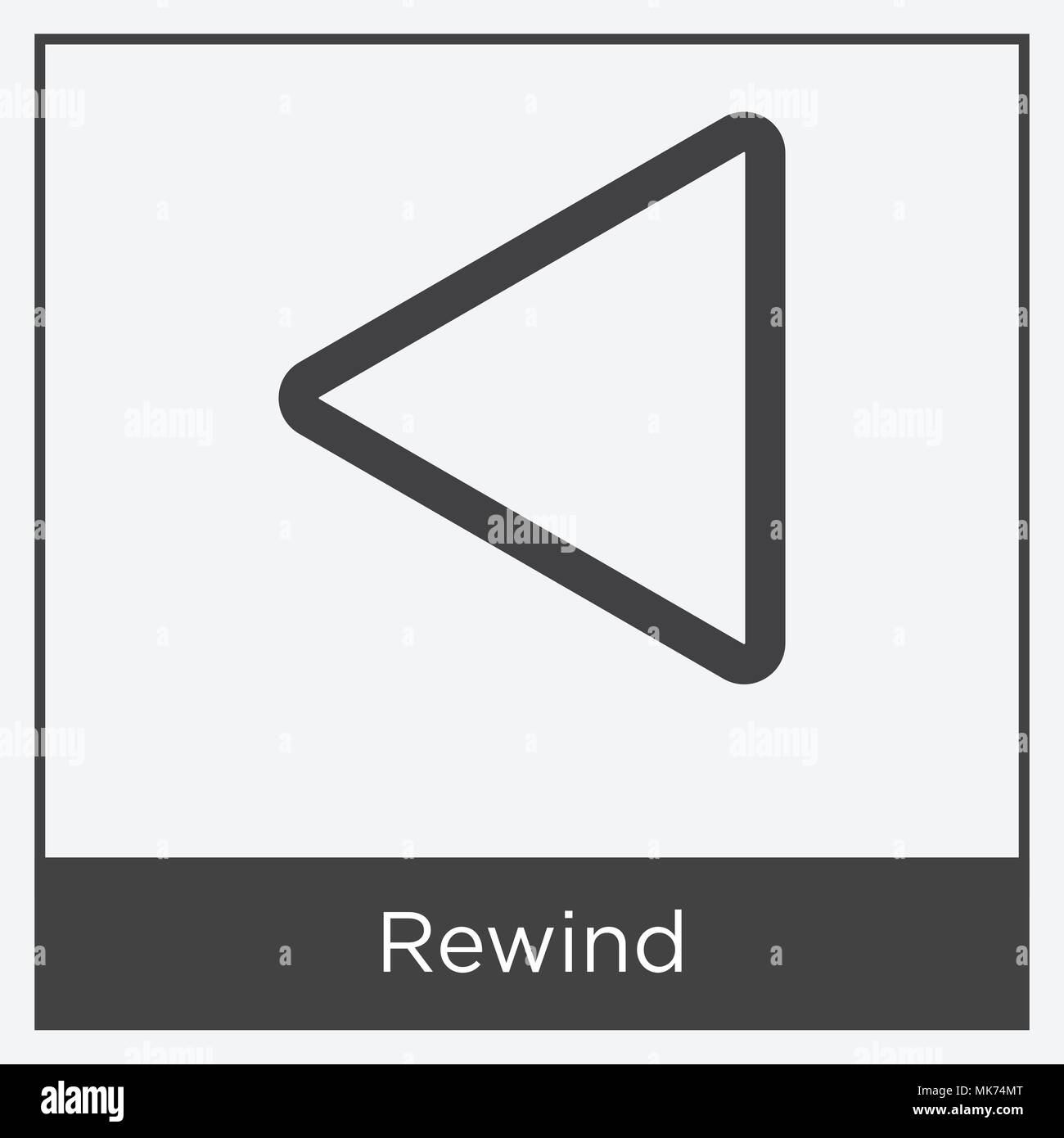 Rewind icon isolated on white background with gray frame, sign and ...