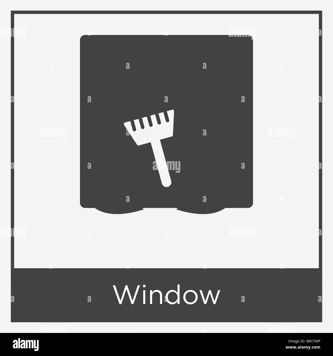Window icon isolated on white background with gray frame, sign and ...