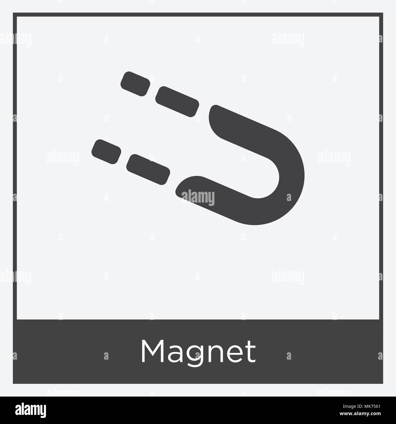 Magnet icon isolated on white background with gray frame, sign and ...