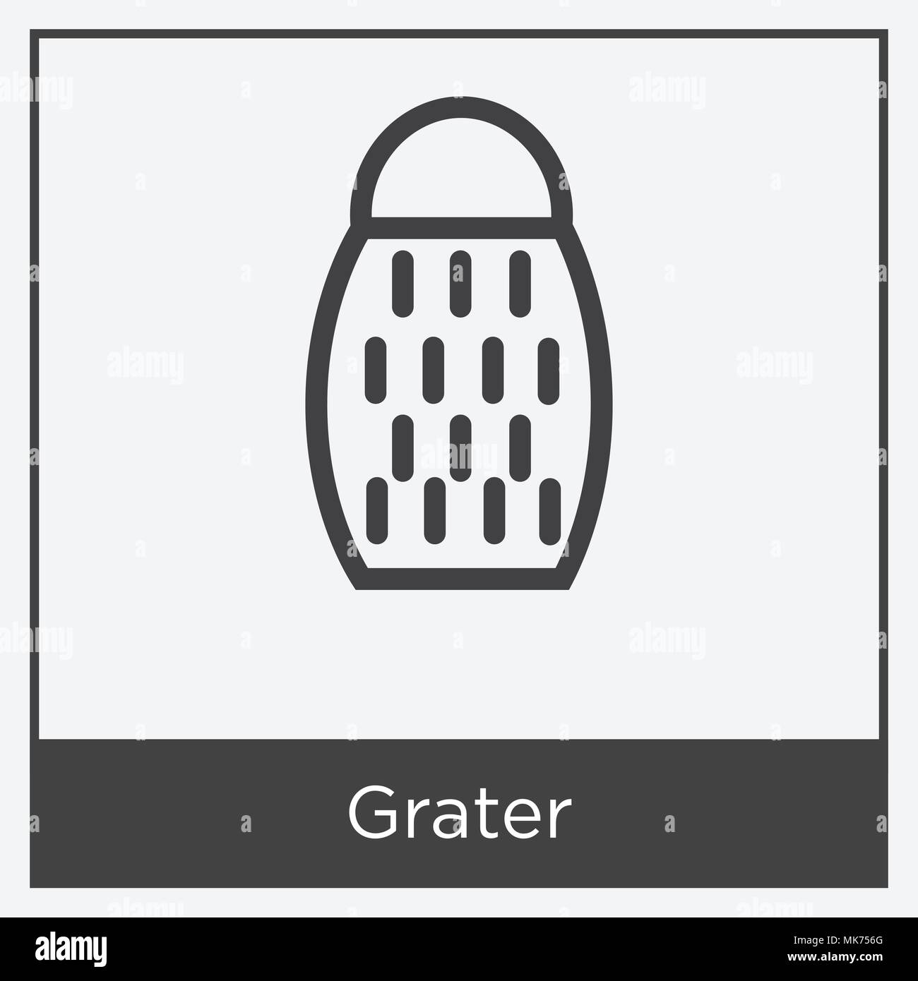 Grater icon isolated on white background with gray frame, sign and ...