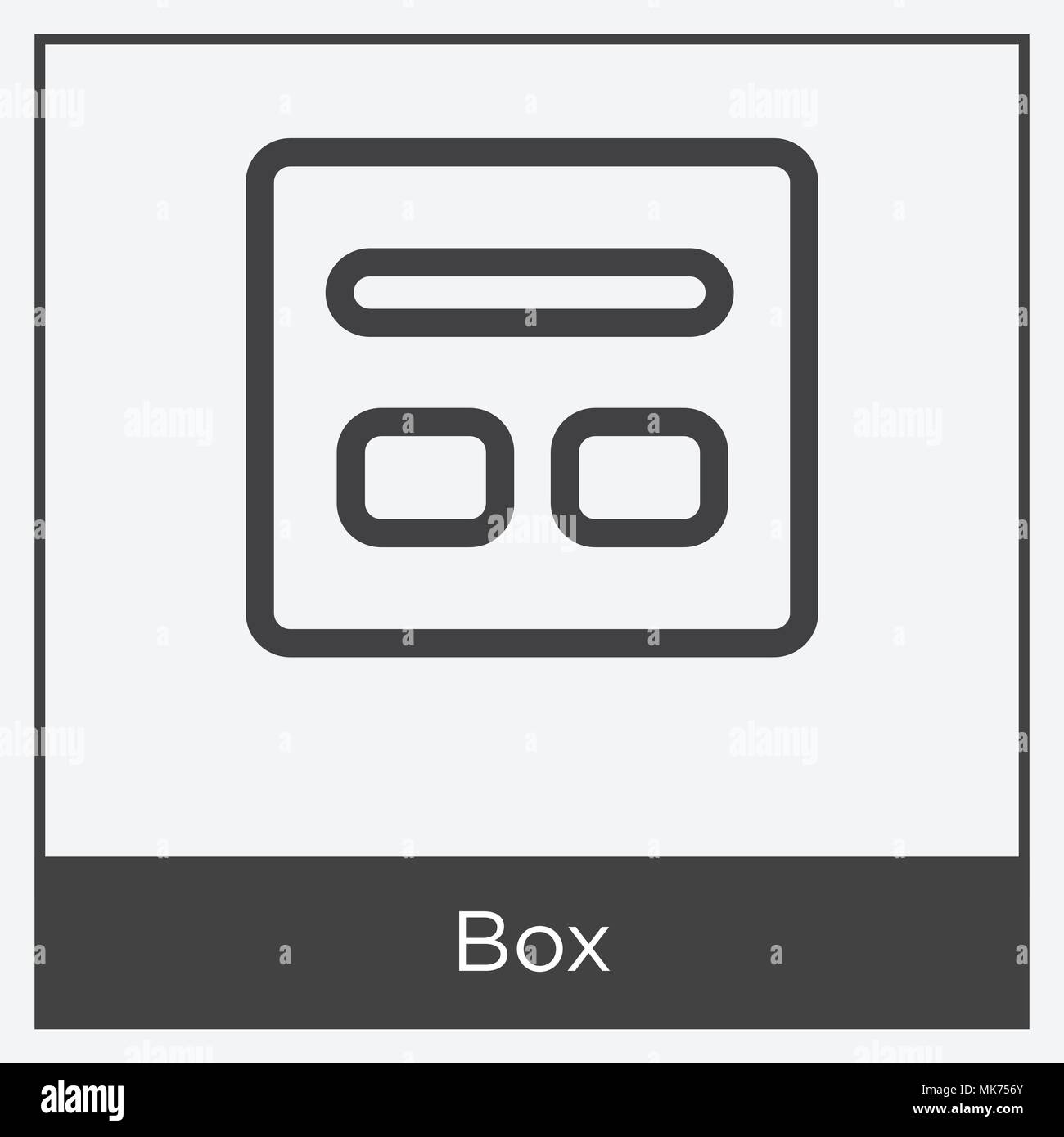 Box icon isolated on white background with gray frame, sign and symbol ...