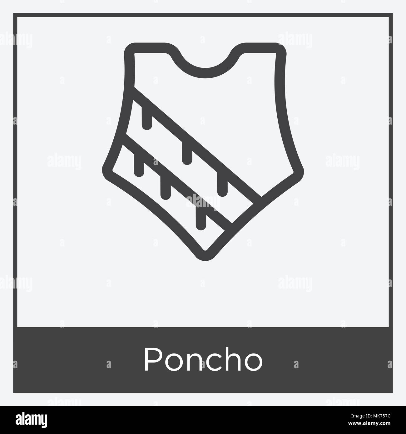 Poncho icon isolated on white background with gray frame, sign and ...
