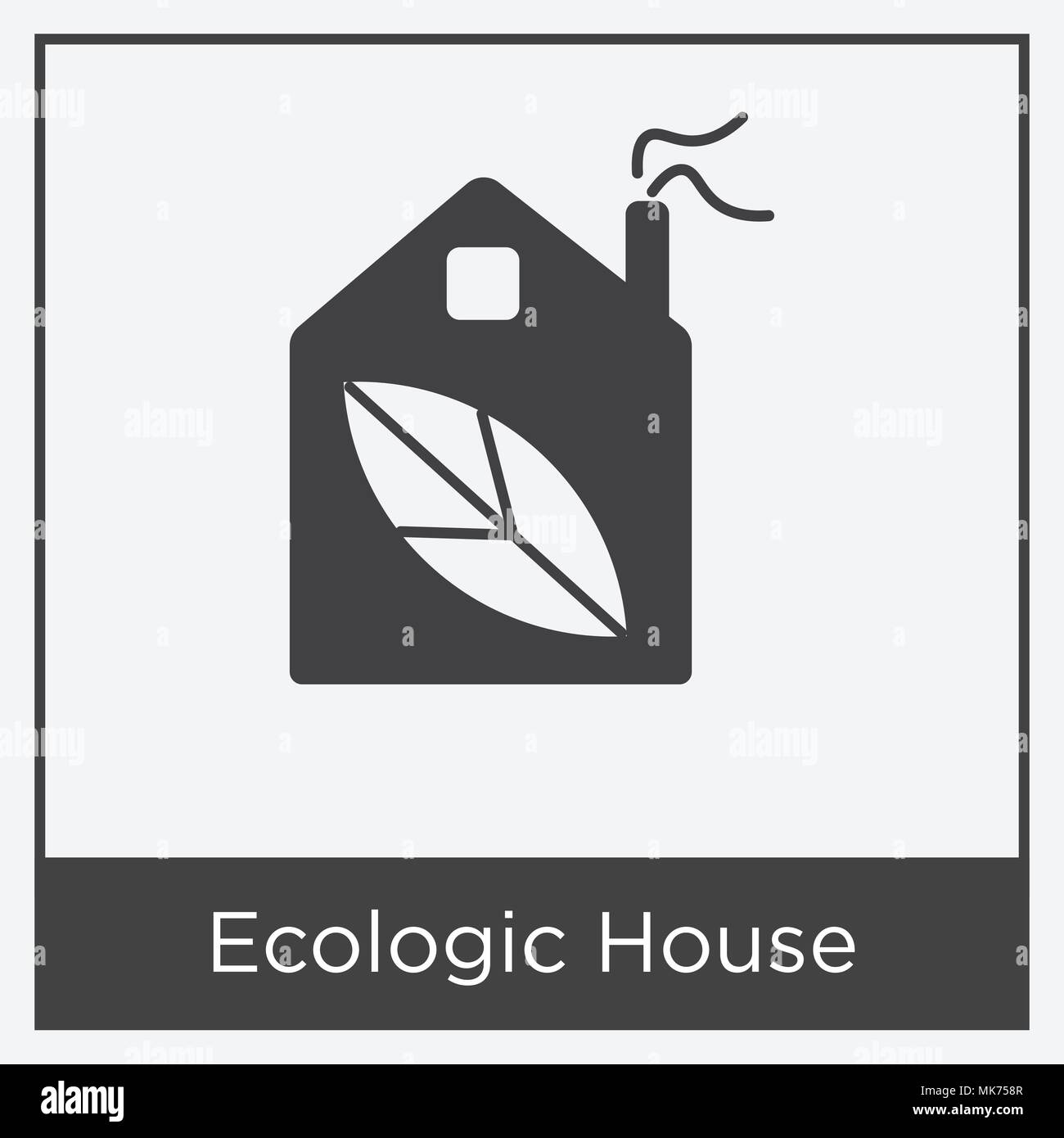 Ecologic House icon isolated on white background with gray frame, sign ...