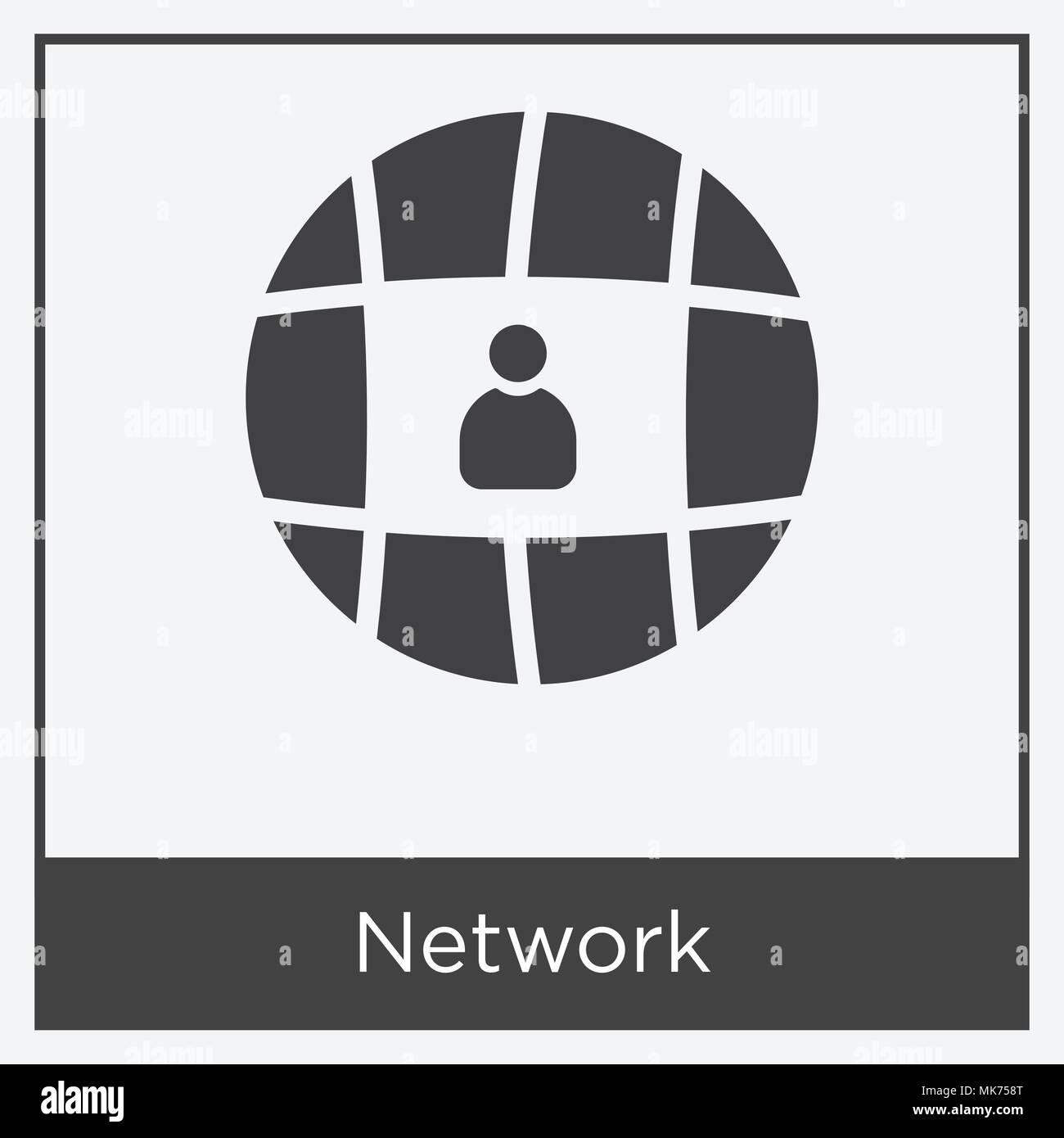 Network icon isolated on white background with gray frame, sign and ...