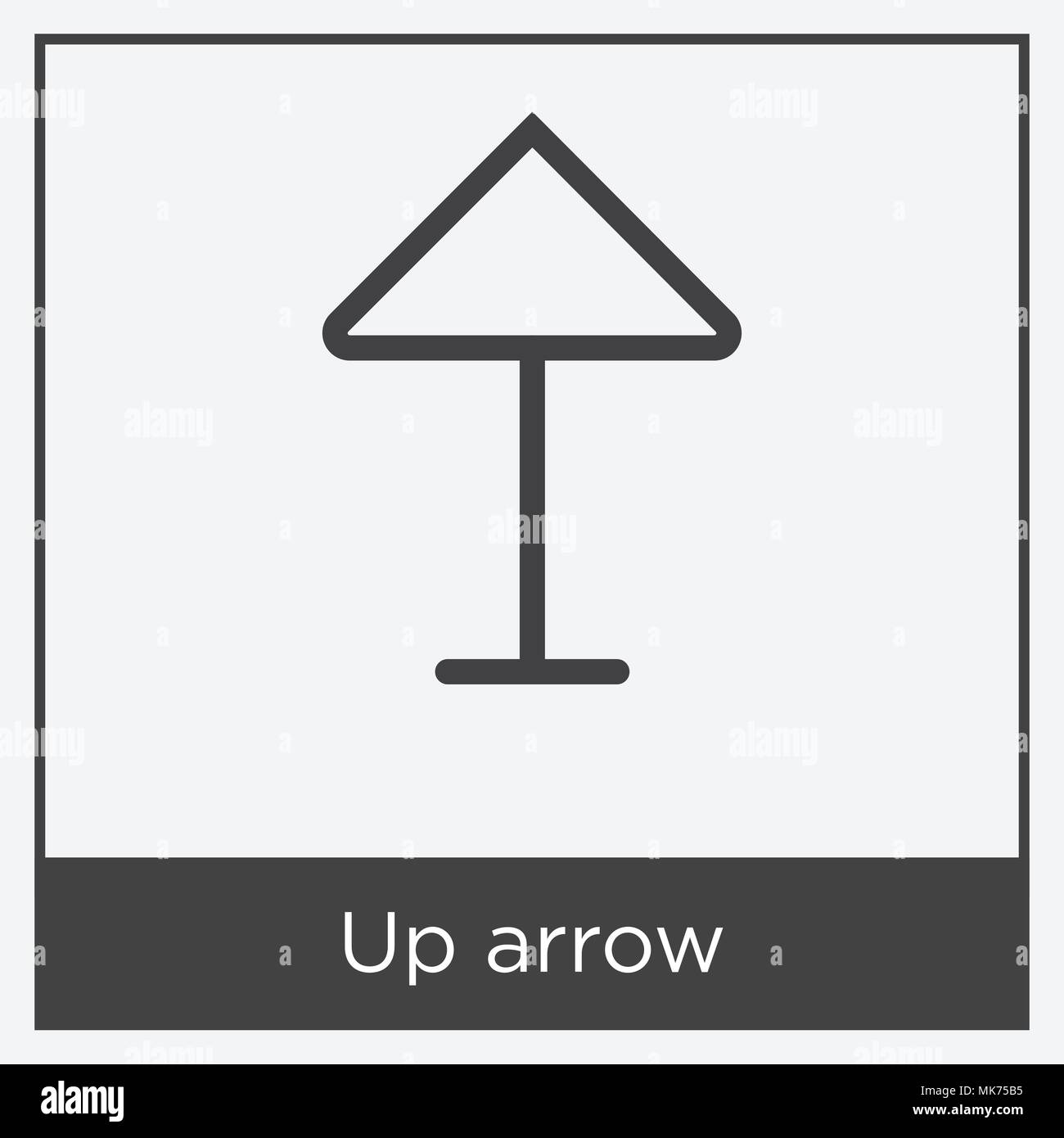 Up arrow icon isolated on white background with gray frame, sign and ...