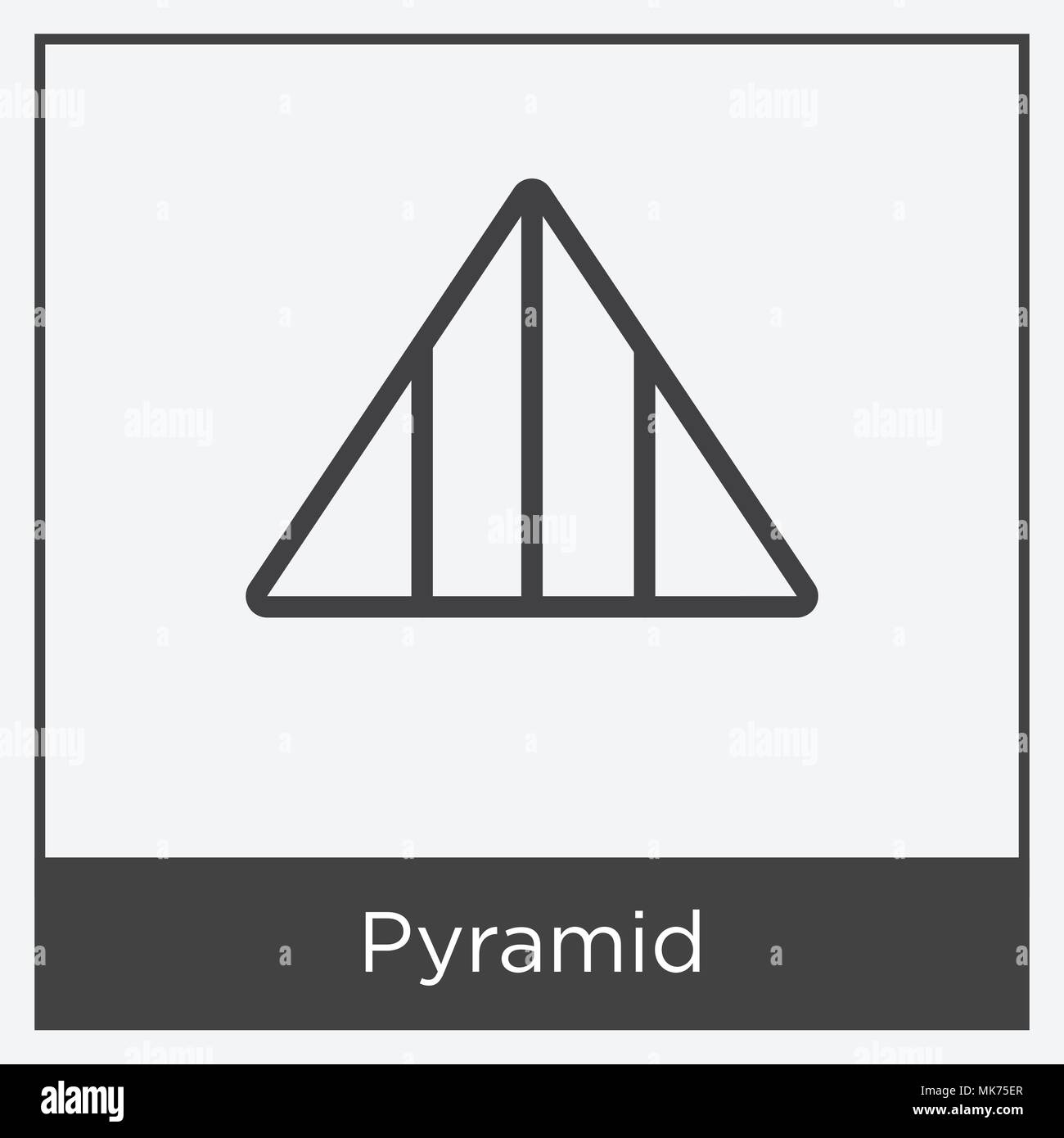 Pyramid icon isolated on white background with gray frame, sign and ...