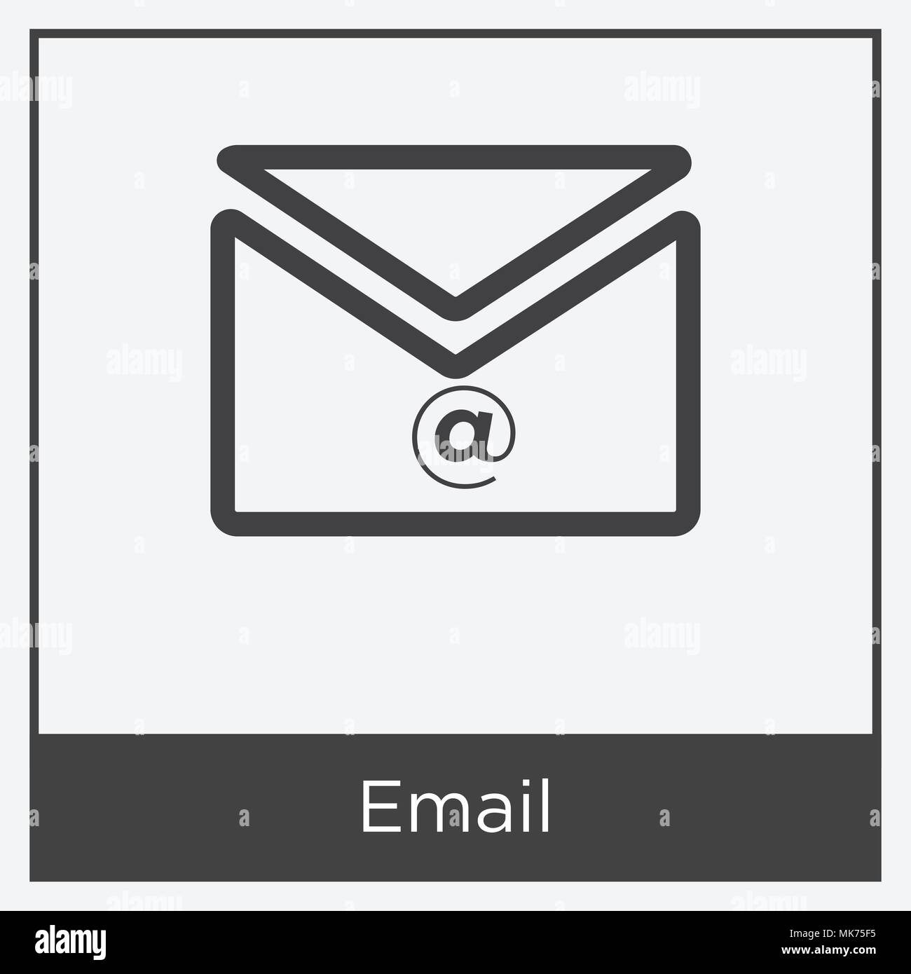 Email icon isolated on white background with gray frame, sign and ...