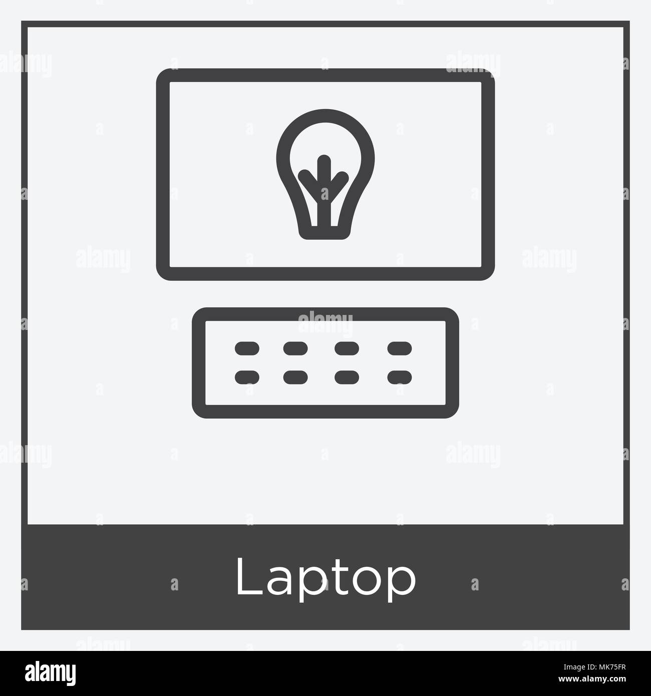 Laptop icon isolated on white background with gray frame, sign and ...