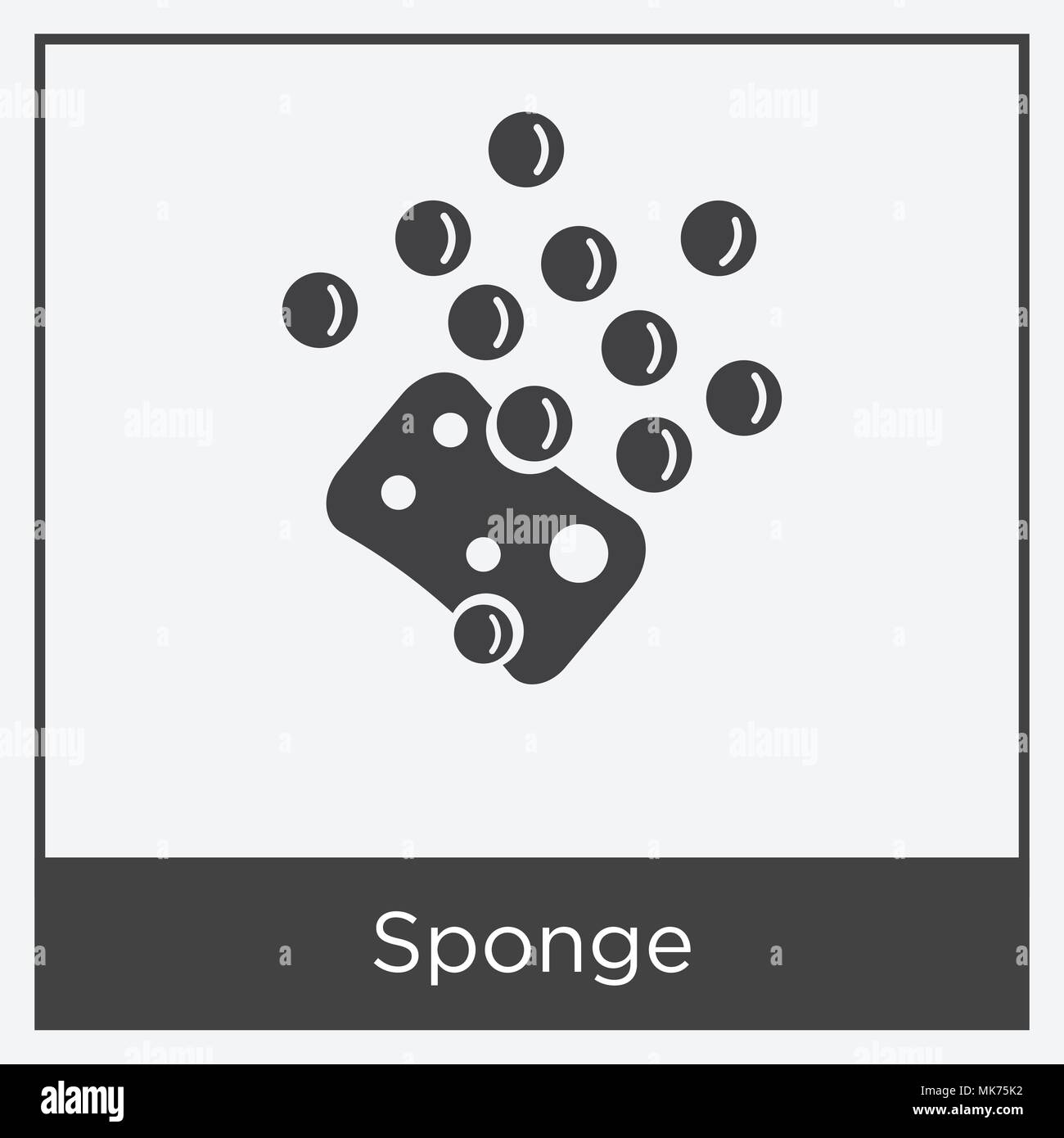 Sponge icon isolated on white background with gray frame, sign and ...