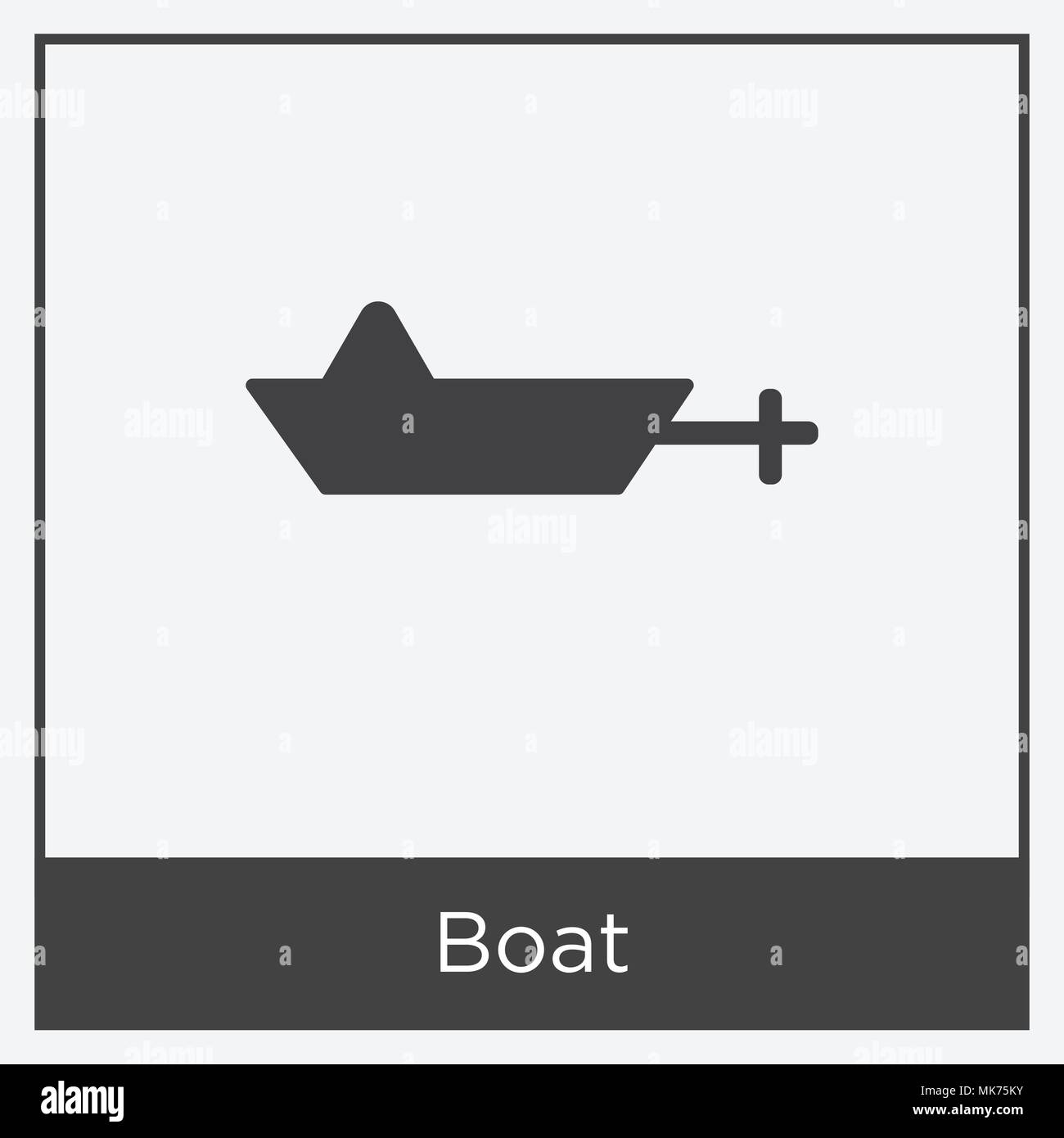 Boat icon isolated on white background with gray frame, sign and symbol ...
