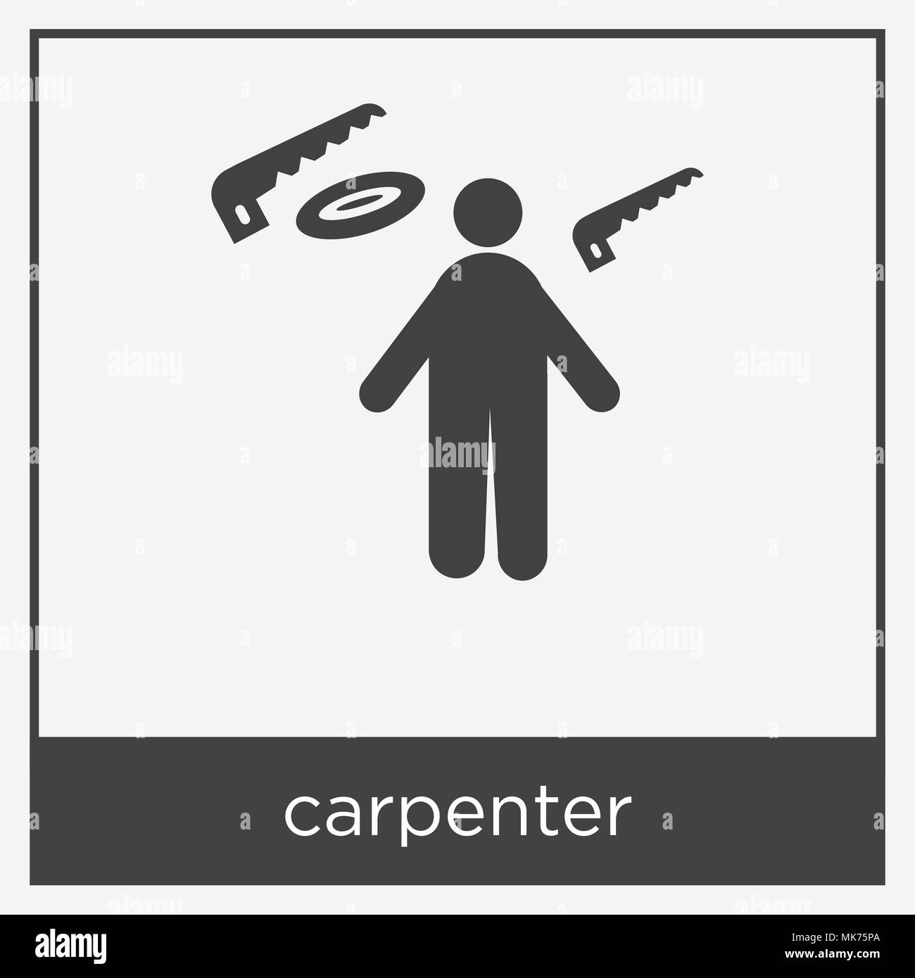 carpenter icon isolated on white background with gray frame, sign and ...