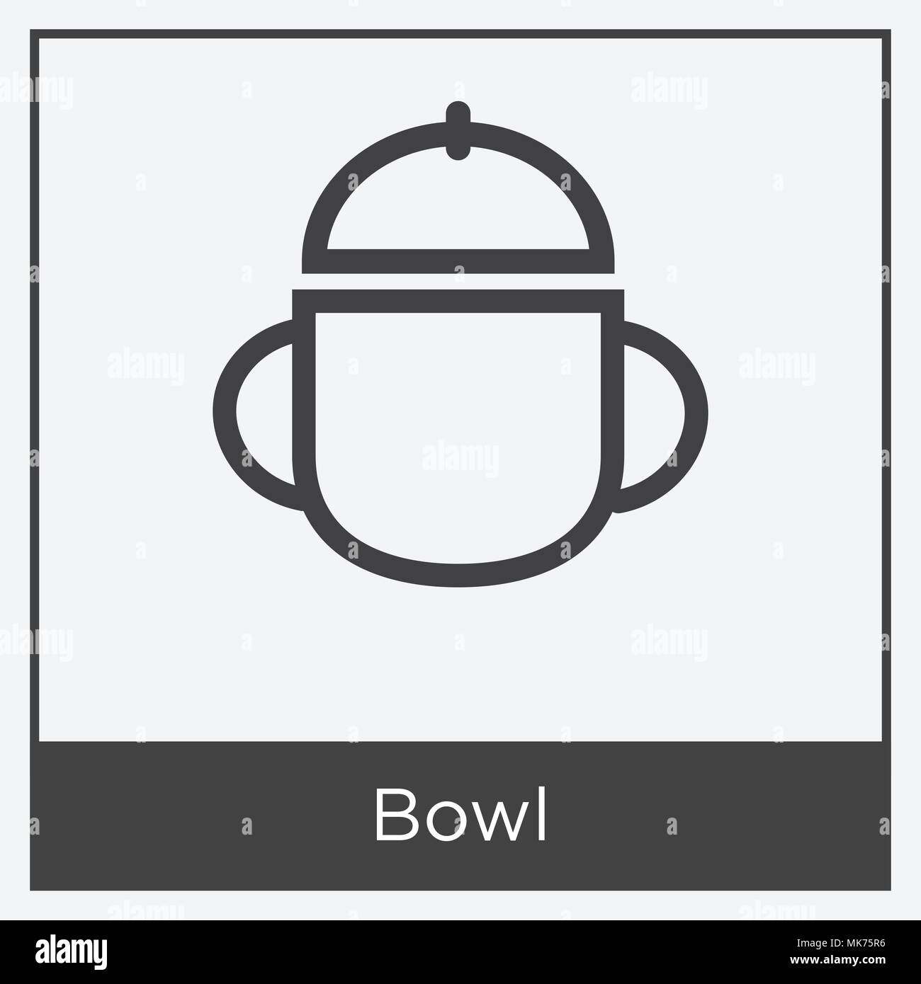 Bowl icon isolated on white background with gray frame, sign and symbol ...