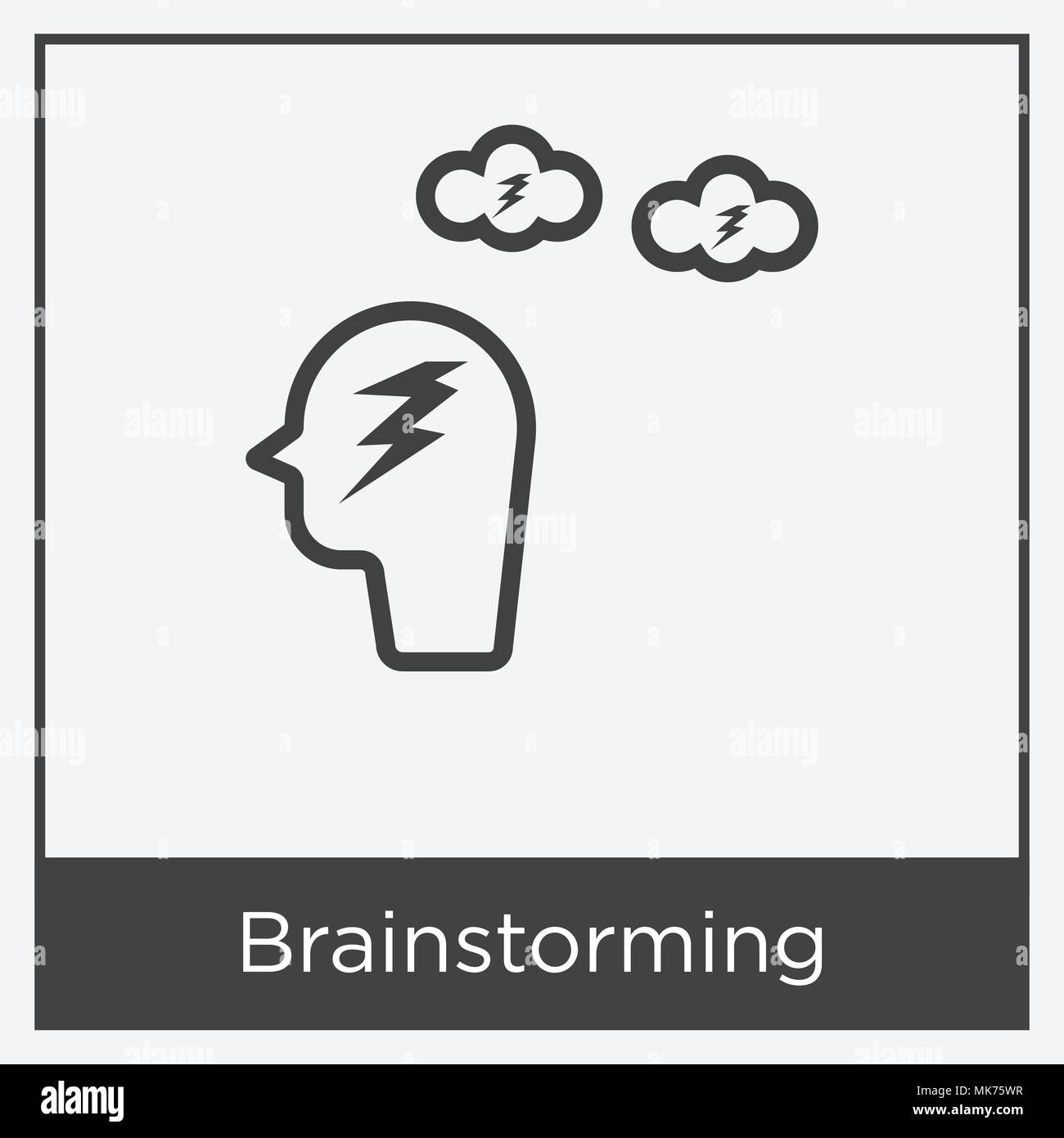 Brainstorming icon isolated on white background with gray frame, sign ...