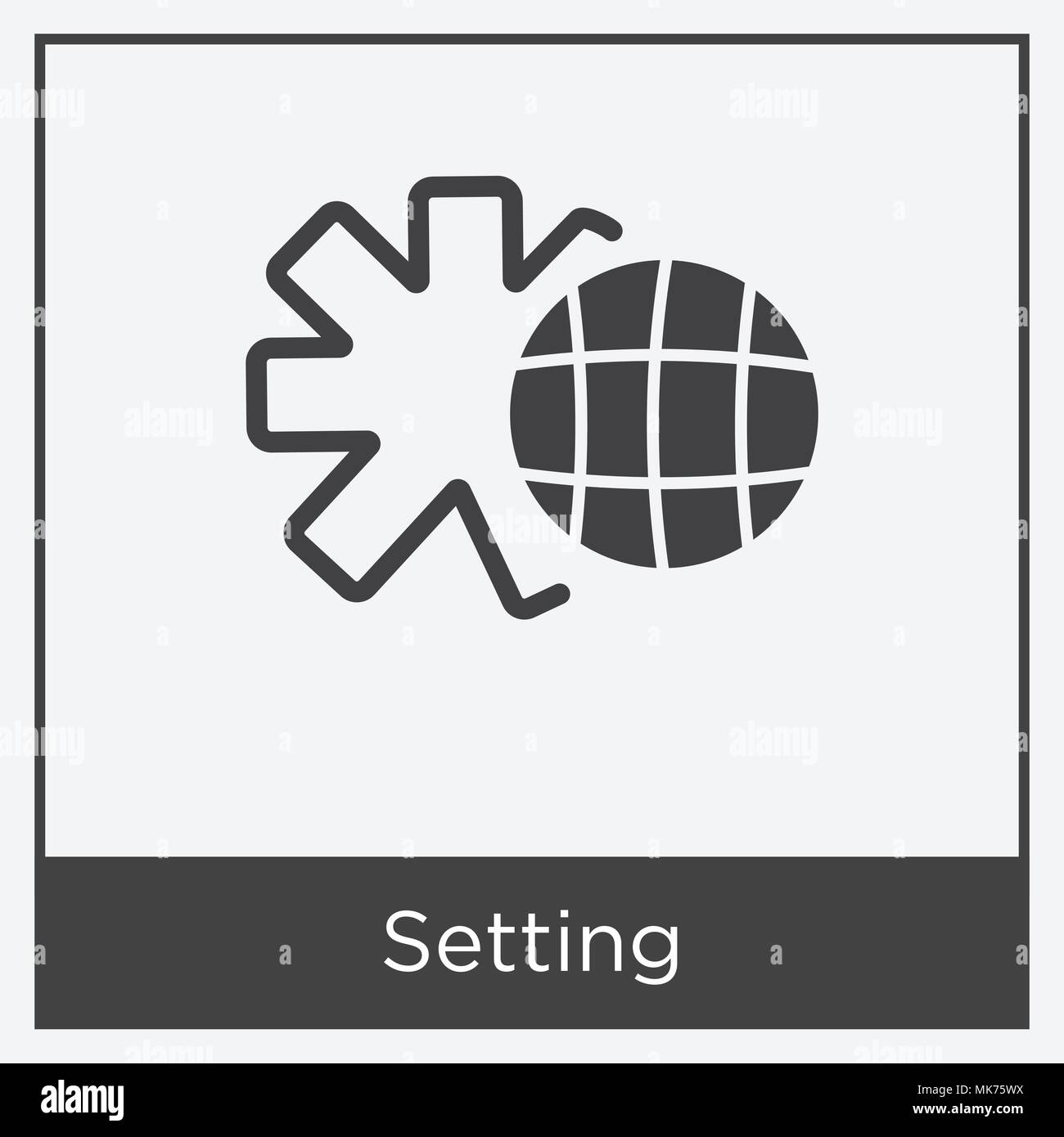 Setting icon isolated on white background with gray frame, sign and ...