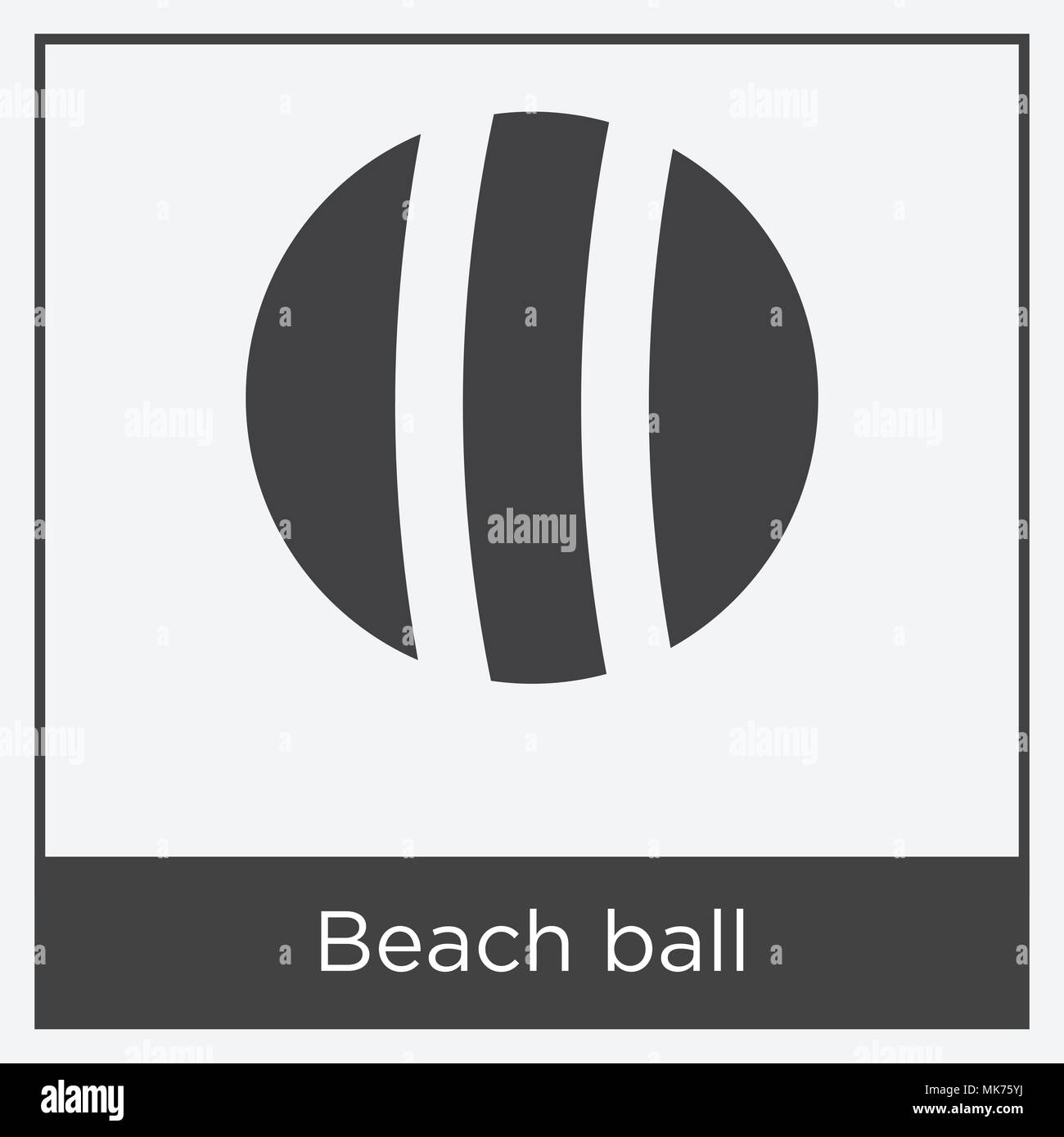 Beach ball icon isolated on white background with gray frame, sign and ...