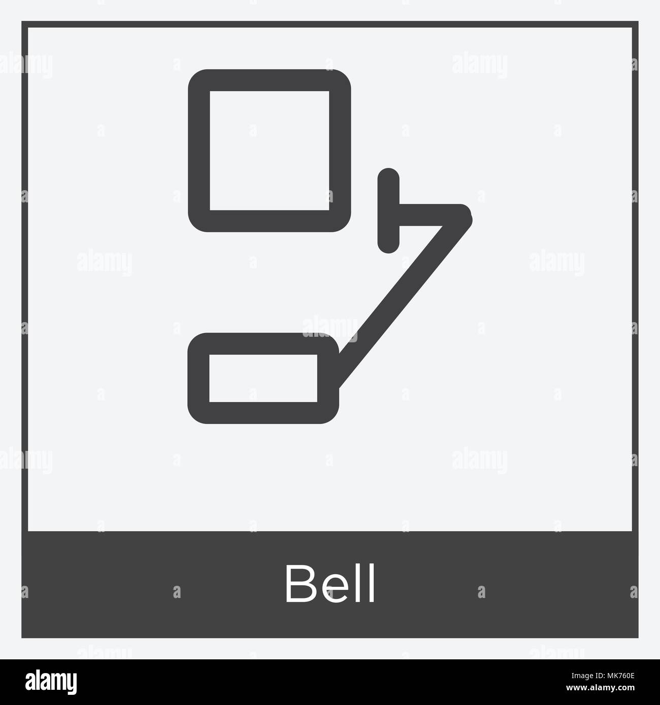 Bell icon isolated on white background with gray frame, sign and symbol ...