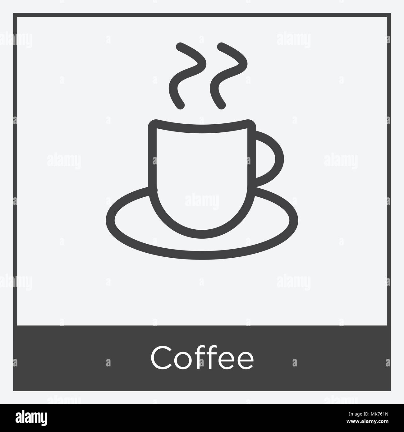 Coffee icon isolated on white background with gray frame, sign and ...