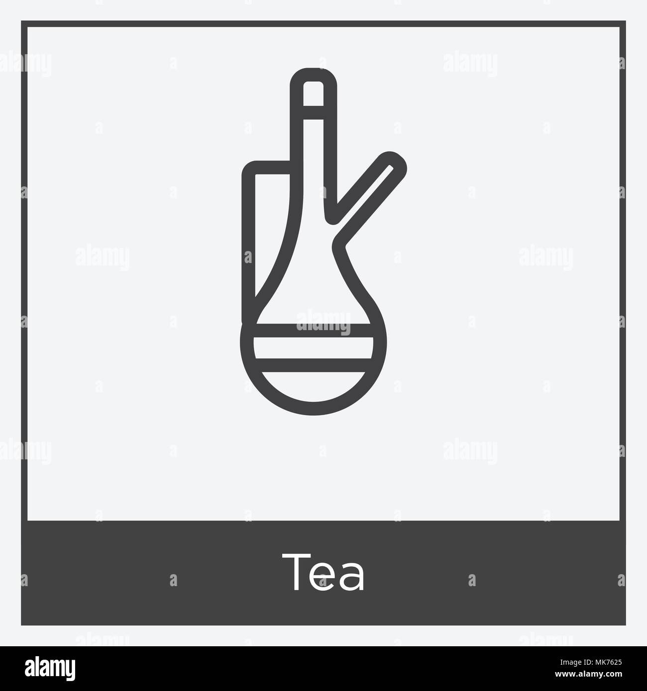 Tea icon isolated on white background with gray frame, sign and symbol ...