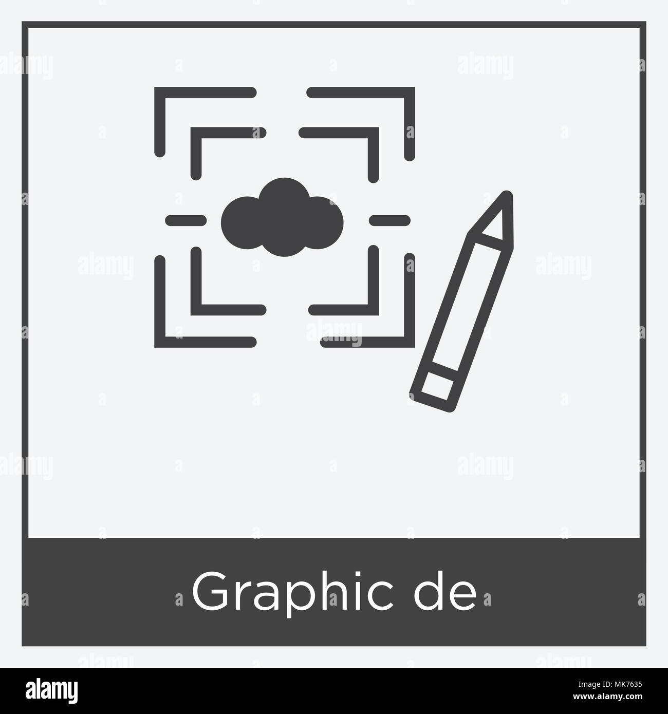 Graphic de icon isolated on white background with gray frame, sign and ...