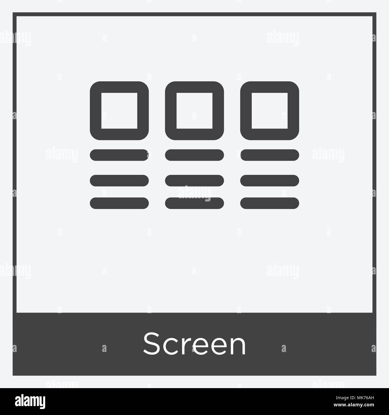Screen icon isolated on white background with gray frame, sign and ...