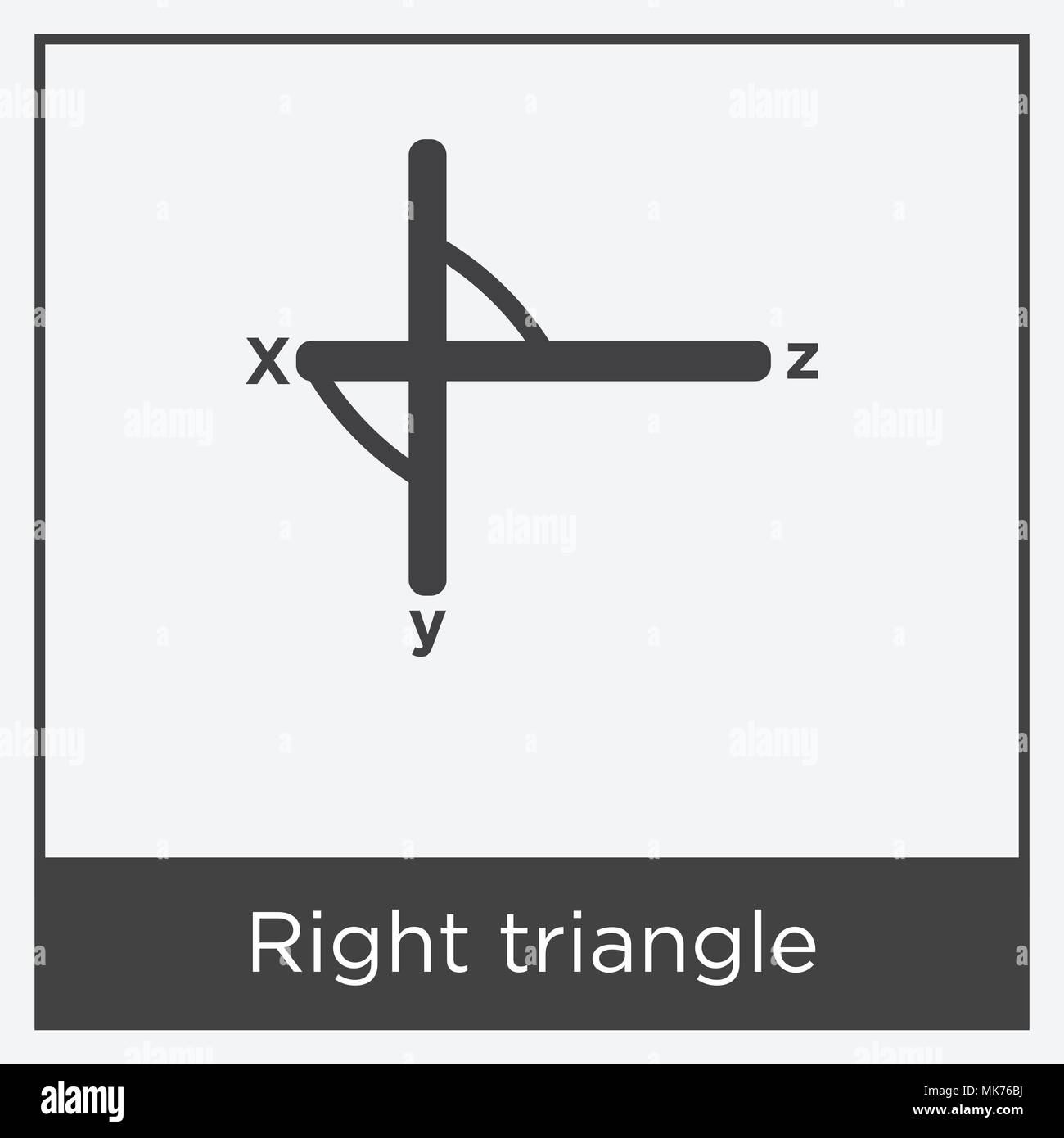 Right triangle icon isolated on white background with gray frame, sign ...