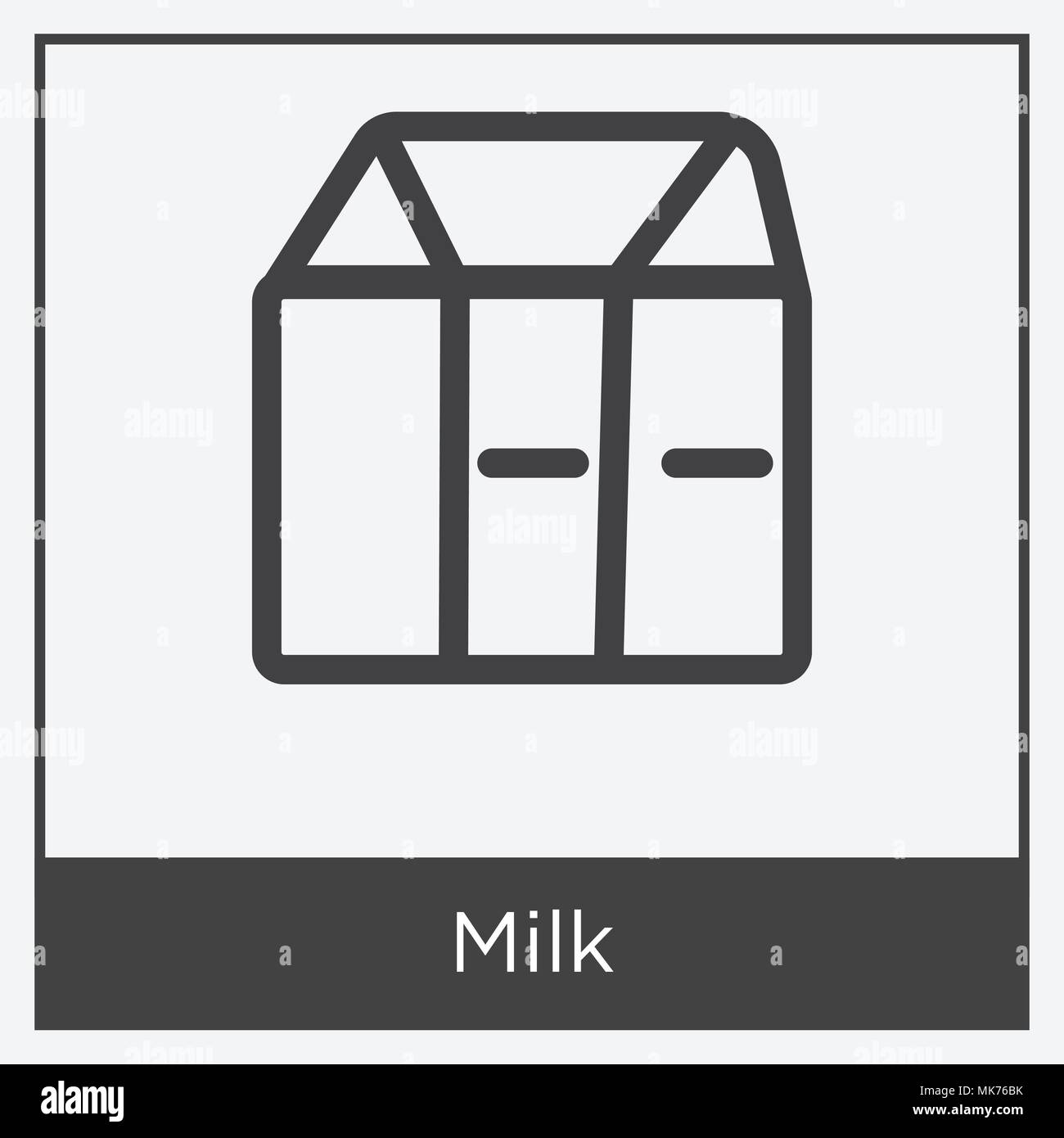 Milk icon isolated on white background with gray frame, sign and symbol ...