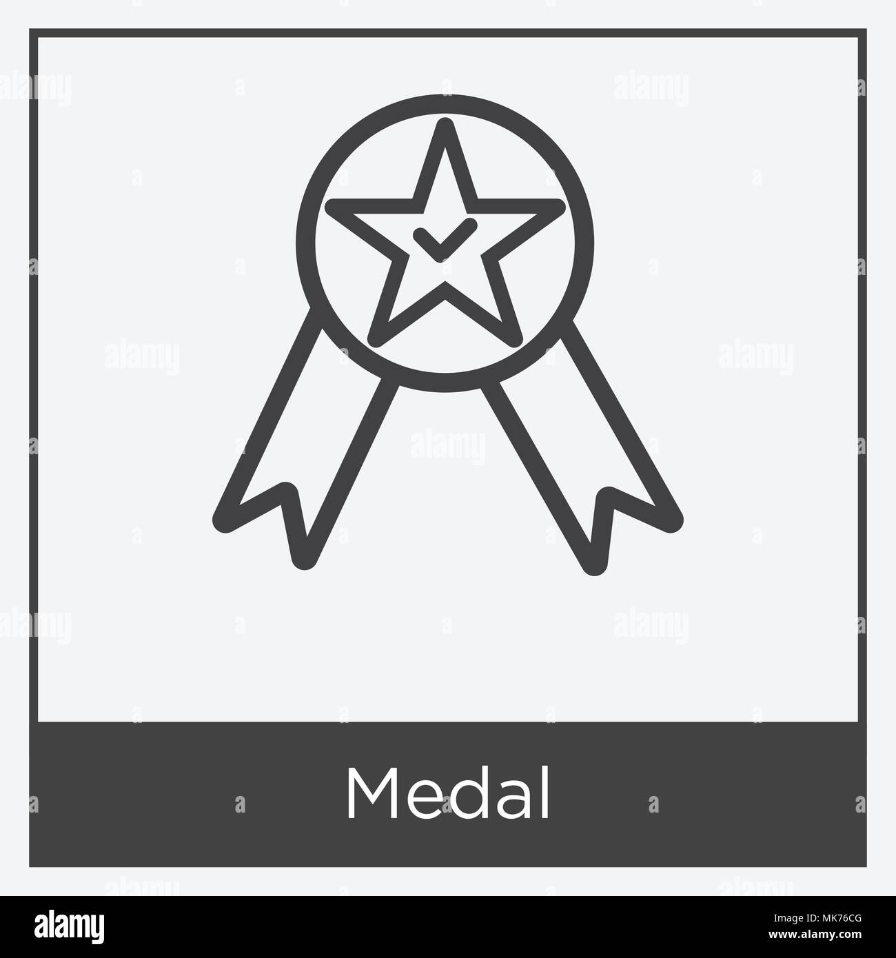 Medal icon isolated on white background with gray frame, sign and ...