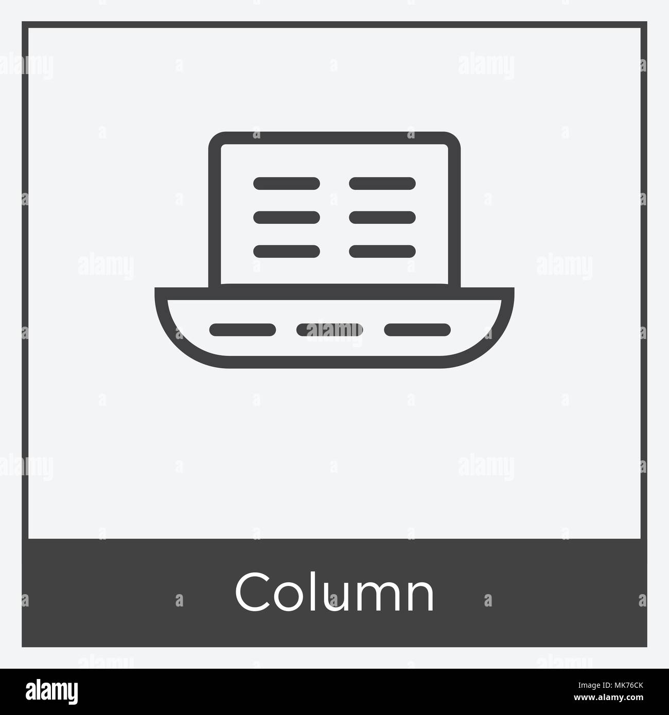 Column icon isolated on white background with gray frame, sign and ...