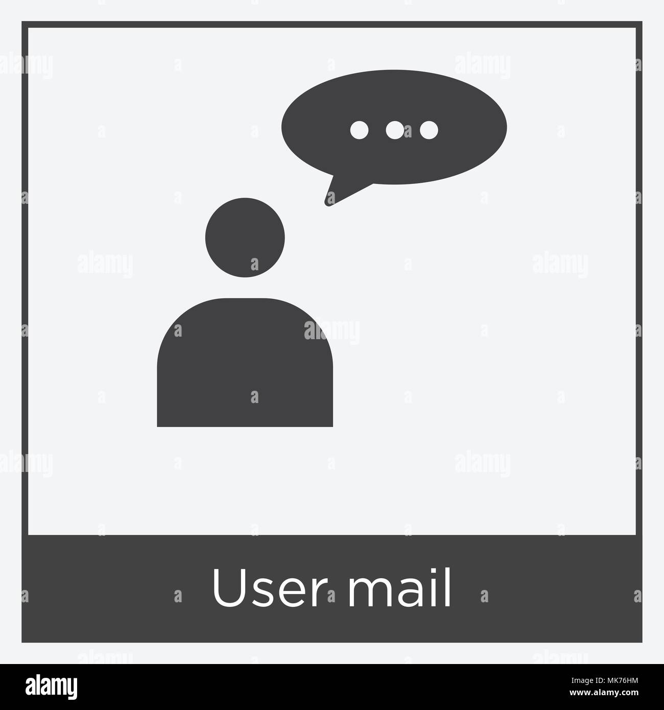 User mail icon isolated on white background with gray frame, sign and ...