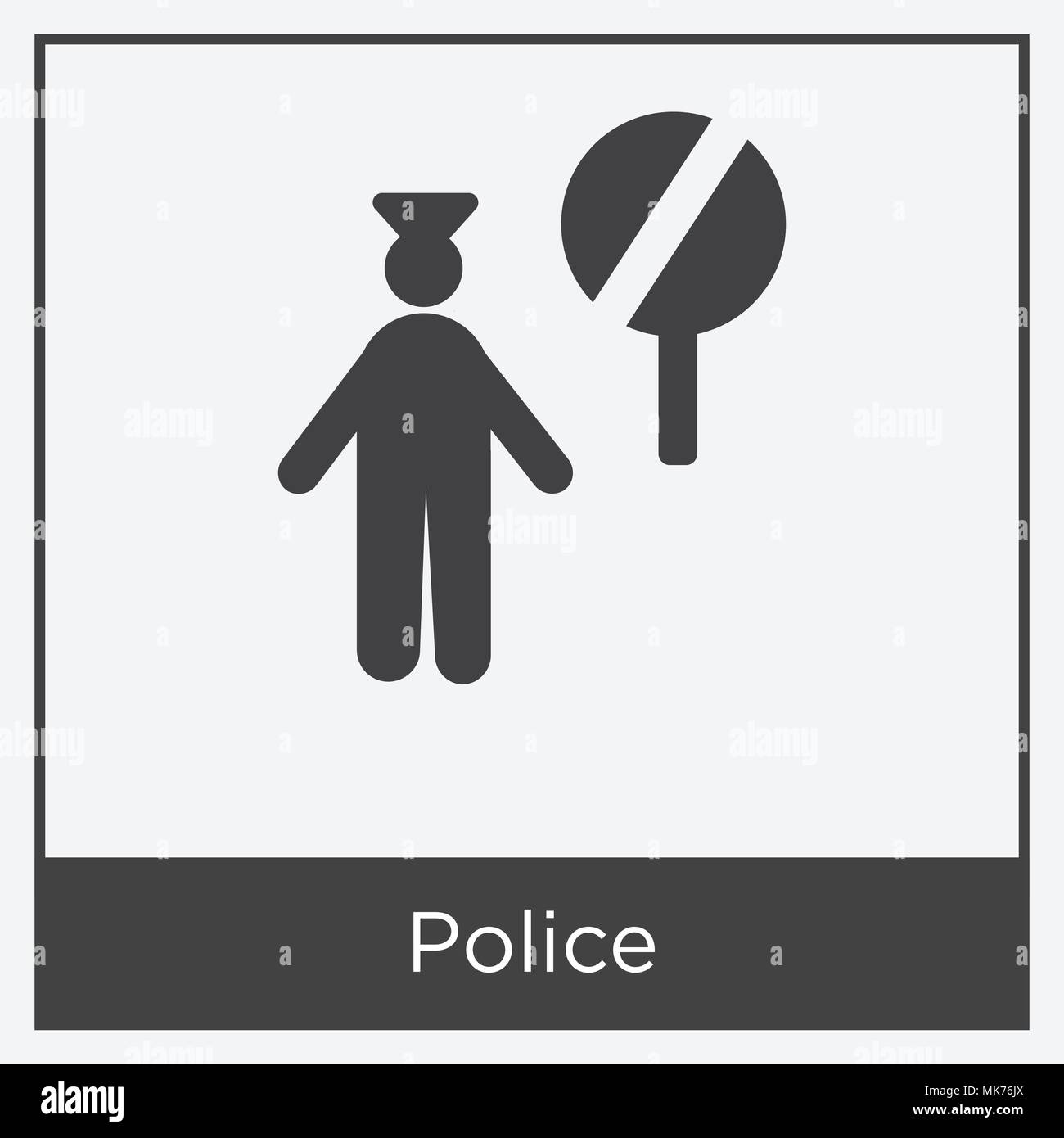Police icon isolated on white background with gray frame, sign and ...