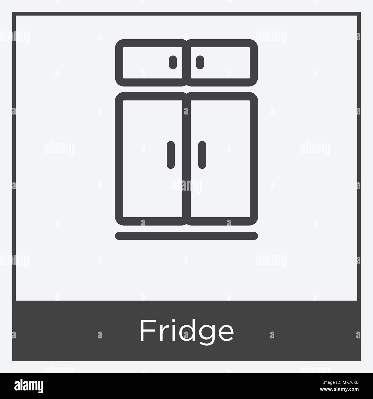 Fridge icon isolated on white background with gray frame, sign and ...