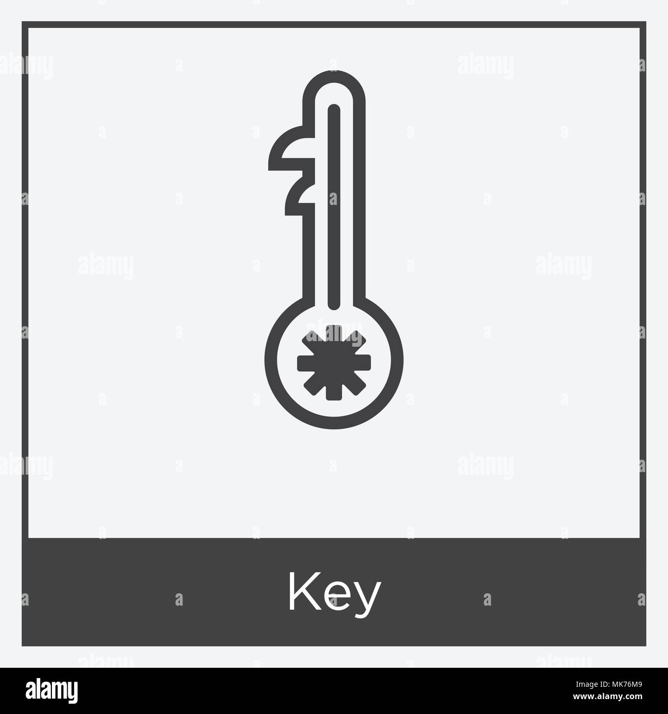Key icon isolated on white background with gray frame, sign and symbol ...