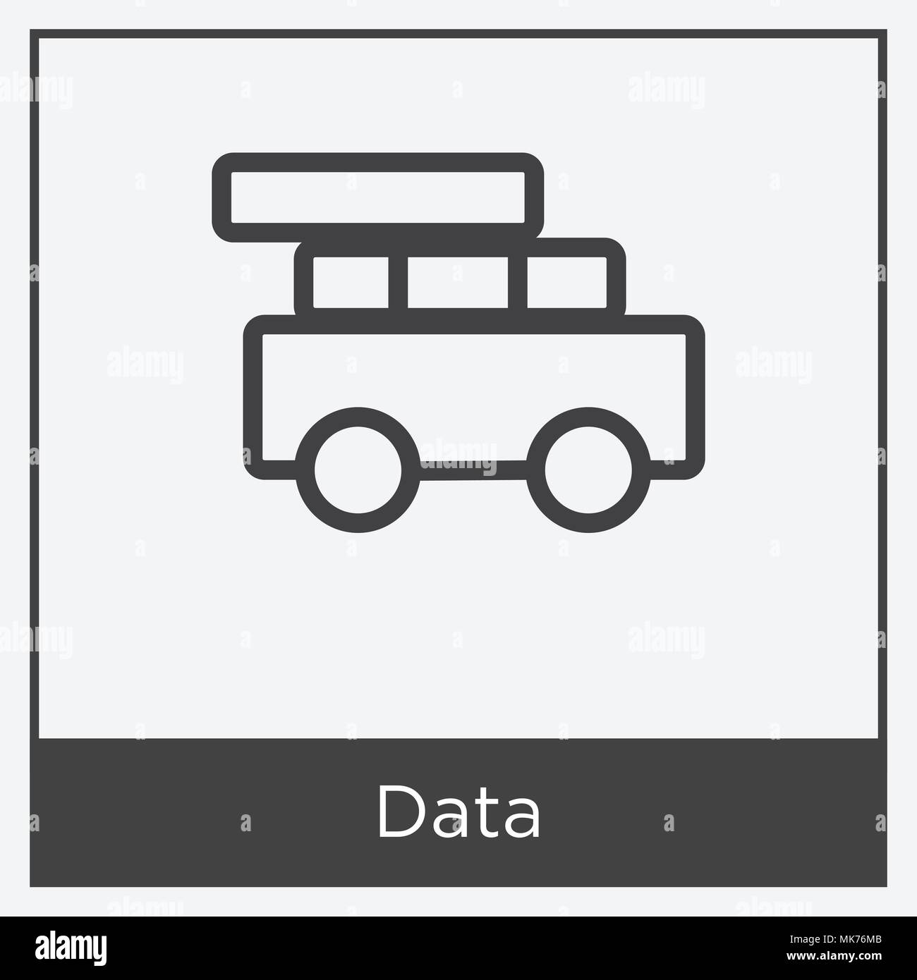 Data icon isolated on white background with gray frame, sign and symbol ...