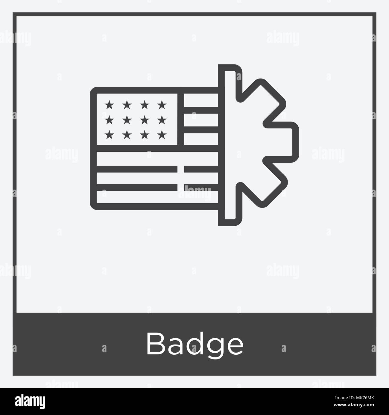 Badge icon isolated on white background with gray frame, sign and ...