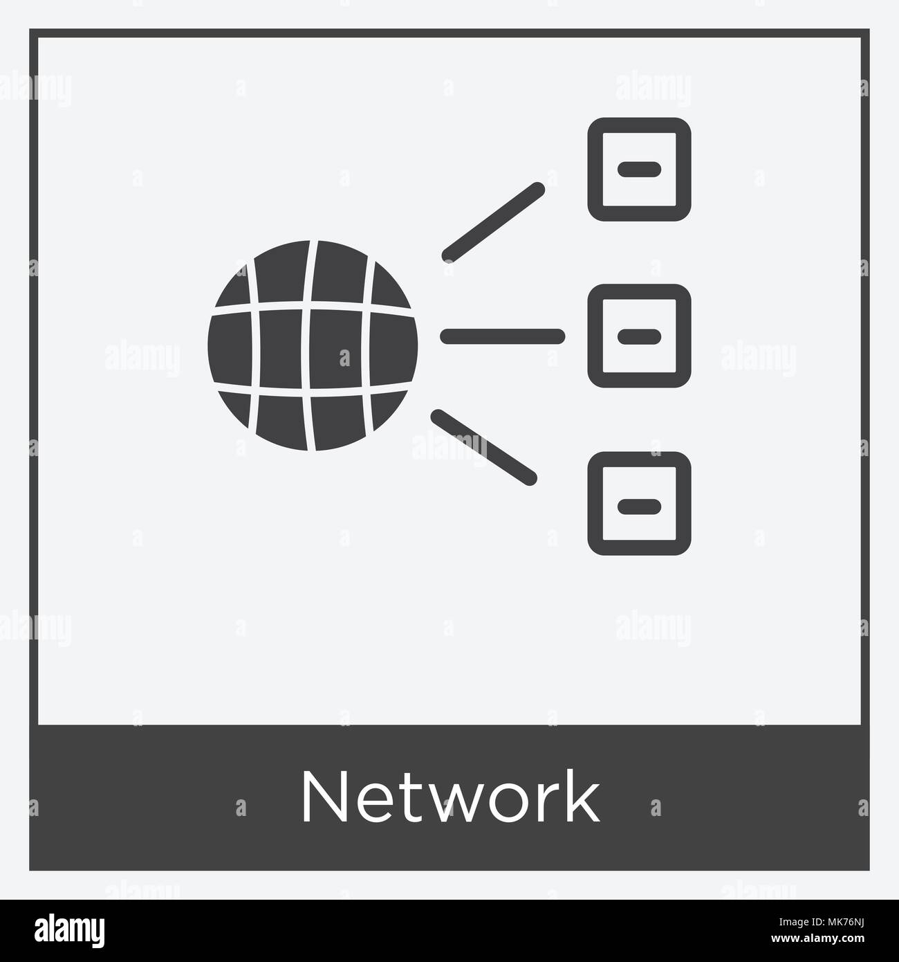 Network icon isolated on white background with gray frame, sign and ...
