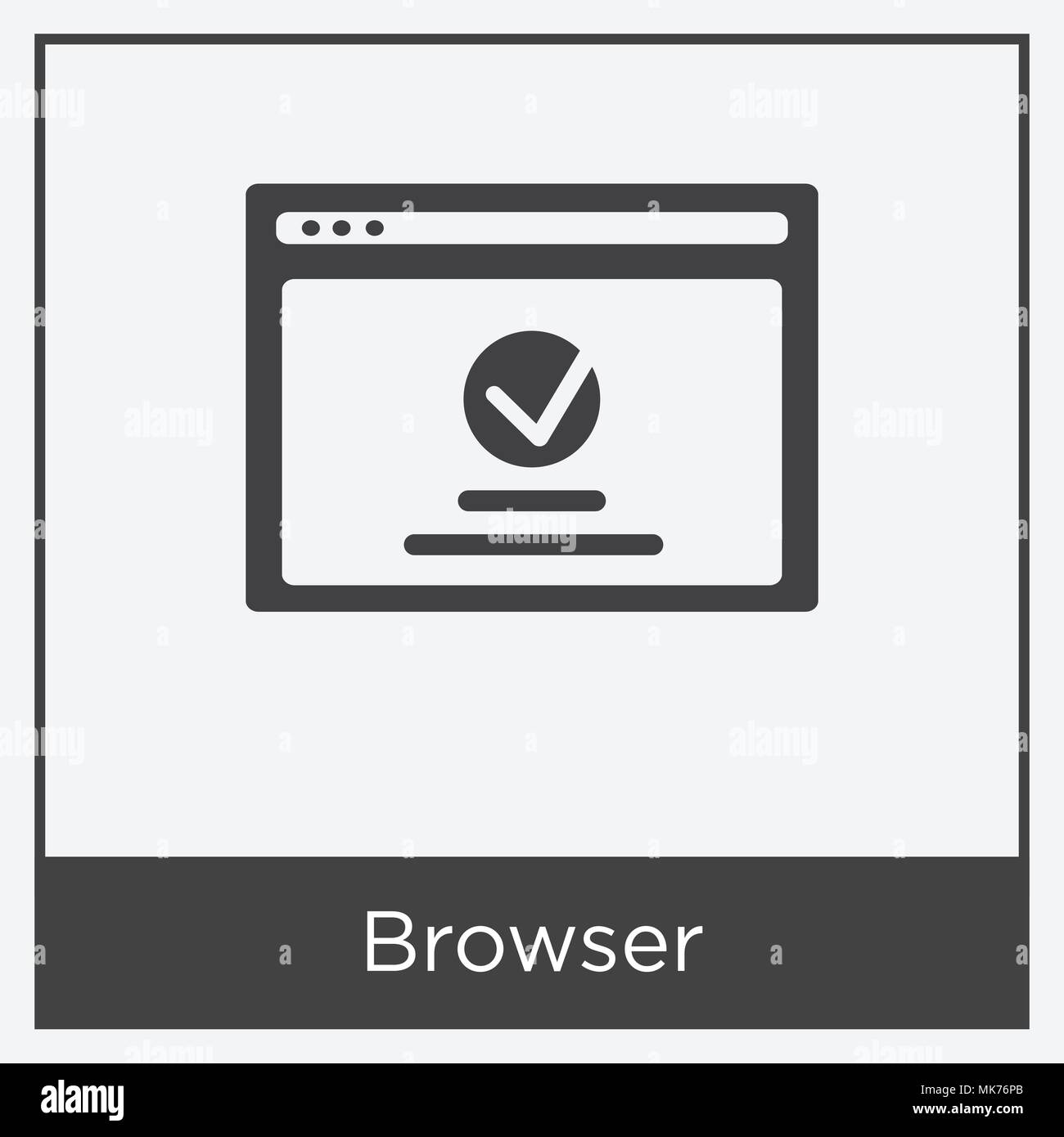 Browser icon isolated on white background with gray frame, sign and ...
