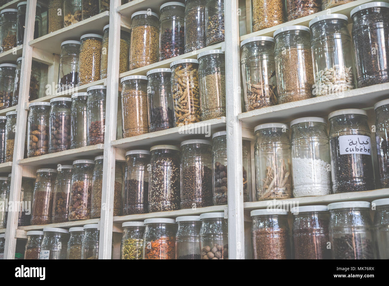 Selection of spices on a traditional Moroccan market (souk) in ...